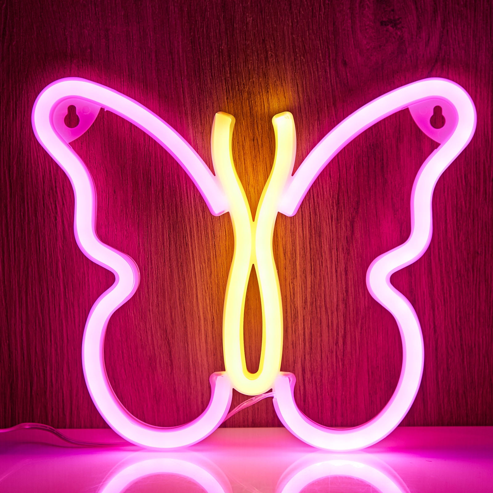 DYstyle LED Sweet Heart Butterfly Neon Lights Sign for Wall Decor ...
