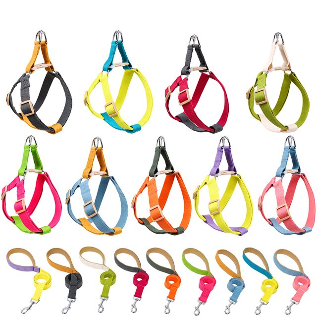 DYstyle Pet Rainbow Dog Harness,Block Pet Harness Set,Adjustable Dog ...