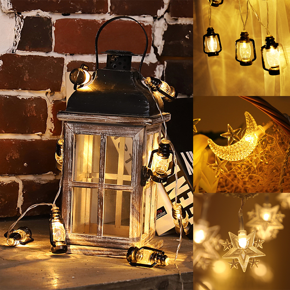 DYstyle Star Moon String Lights Battery Powered Fairy Lights Eid Muslim ...