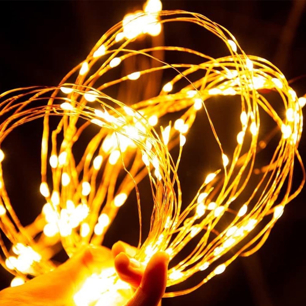 DYstyle Waterfall Lights Copper Wire String Lights Waterproof Battery ...
