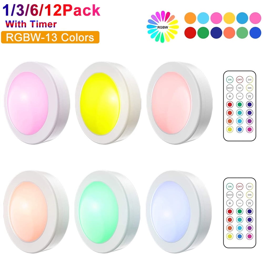 DYstyle Wireless Color Changing LED Puck Light With Remote Controls LED ...