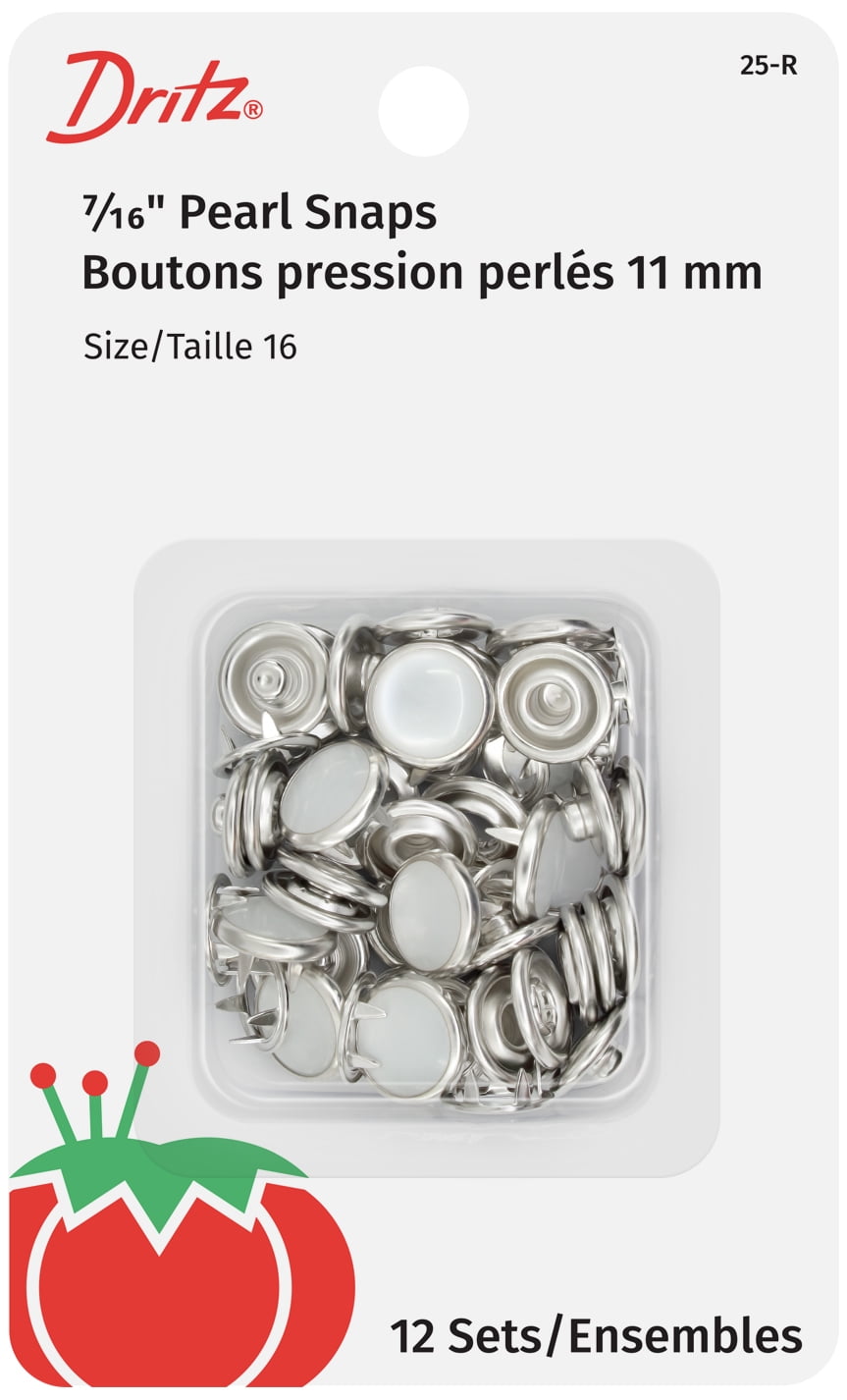 7/16" Pearl Snap Fasteners, 12 Sets, White - Walmart.com