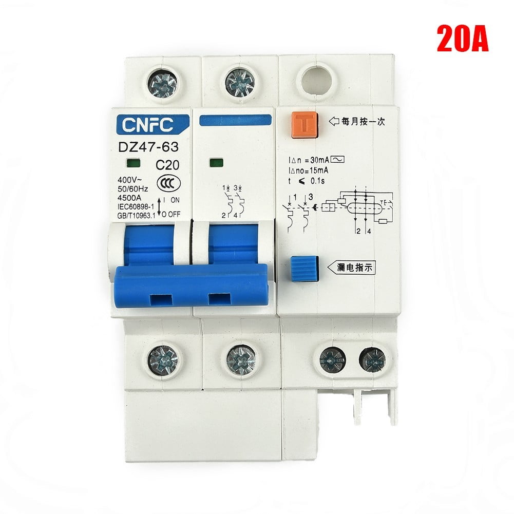 DZ47LE-32 2p C20 20A 230V earth leakage protection circuit breaker - Walmart.com