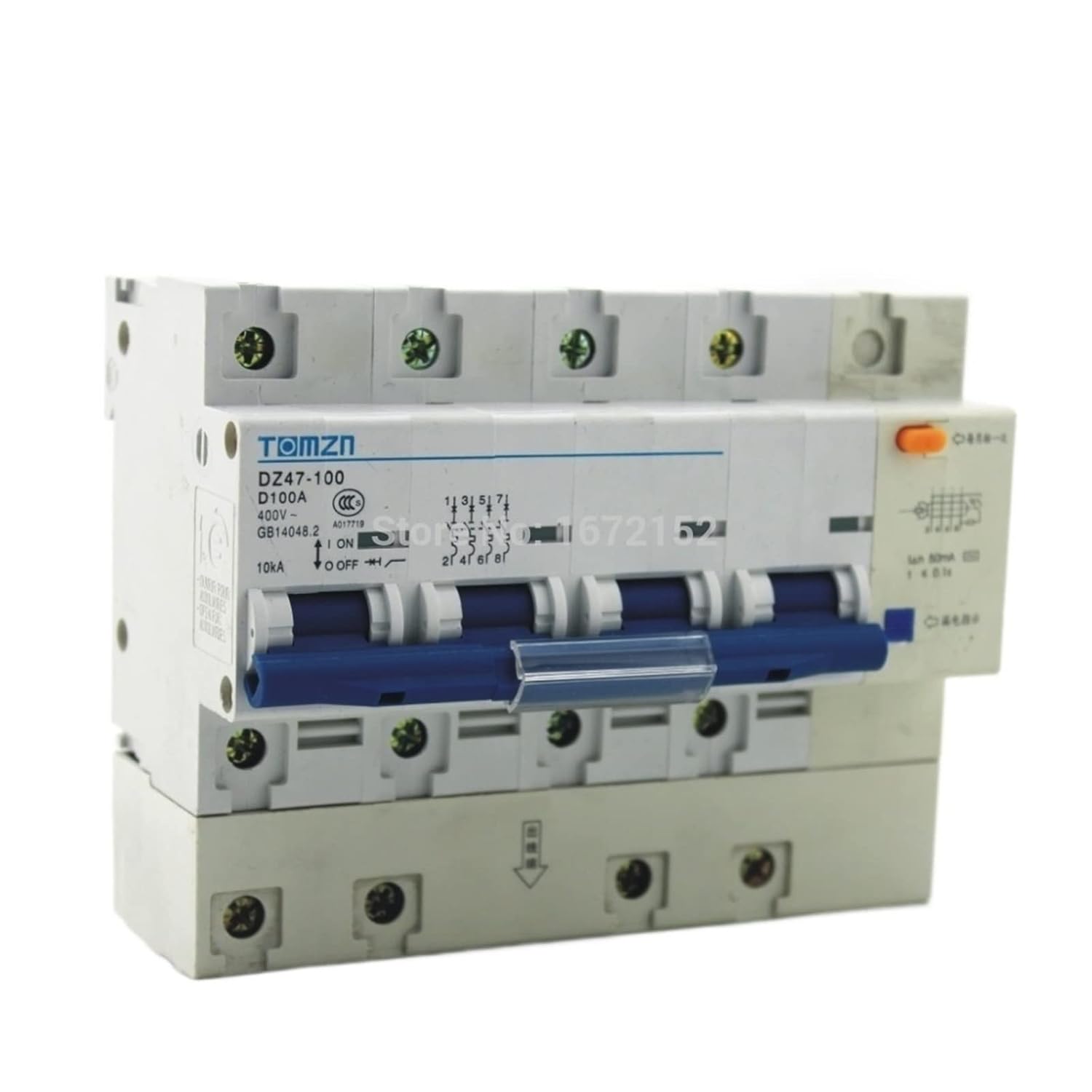 DZ47LE 4P 100A D Type 400V~ 50HZ/60HZ Residual Current Circuit Breaker with Over Current and ...
