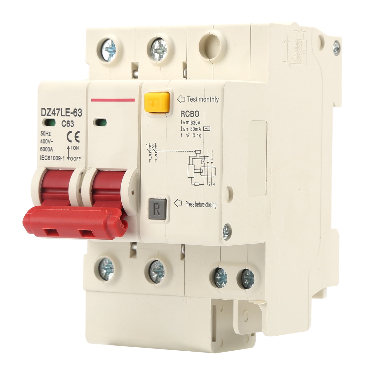 DZ47LE-63 2P Professional Miniature Circuit Breaker Leakage Protection Circuit Breaker - Walmart.com