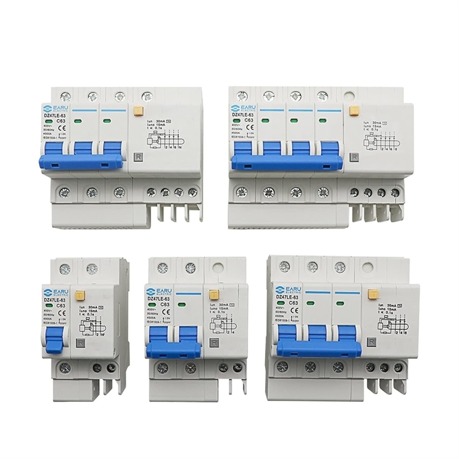 DZ47LE-63 Household Miniature Circuit Breaker 1P/2P/3P/4P Air switches with Leakage Protector ...