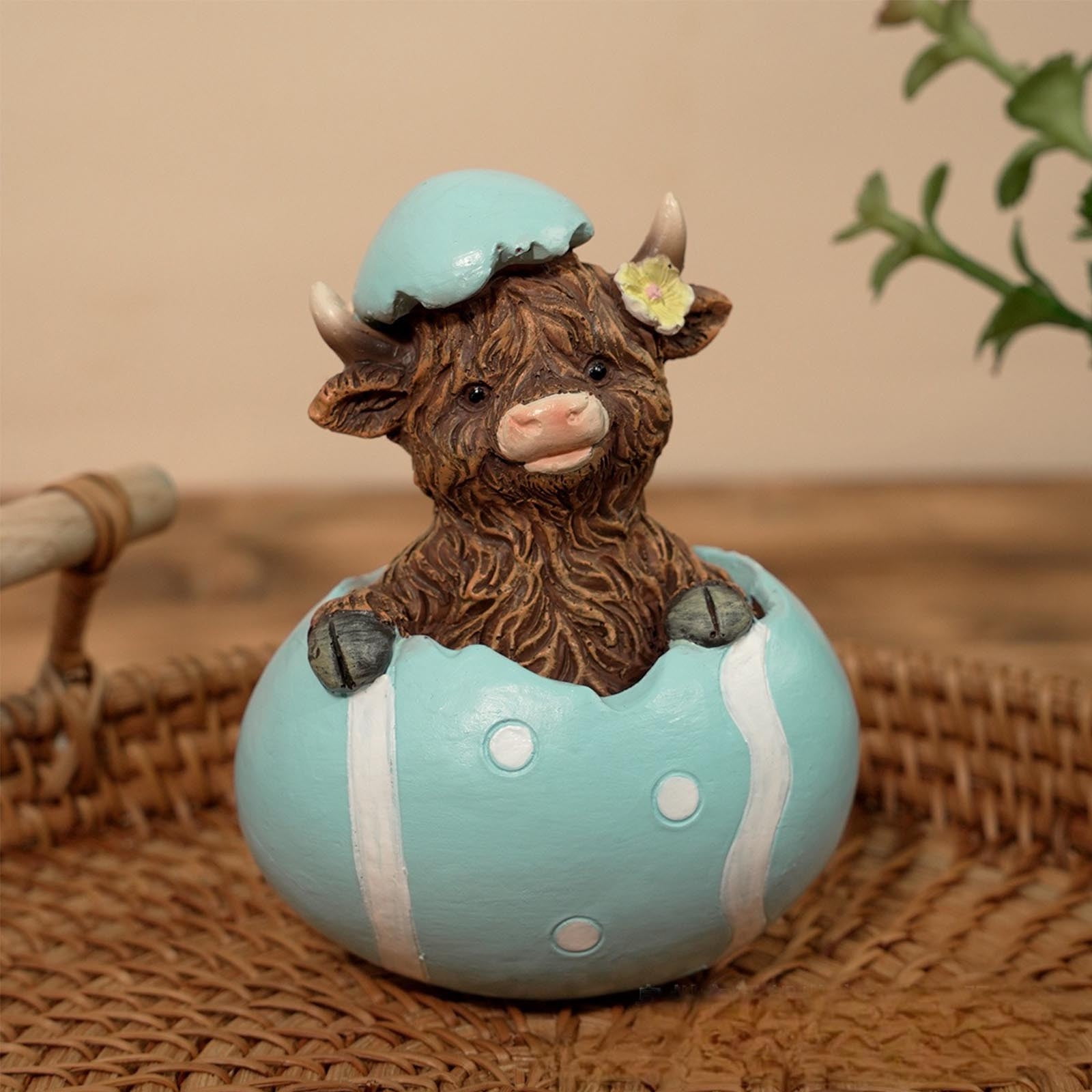 DZQMTKX Highland Cow Resin Figurine, Rustic Farmhouse Shelf Decor for ...