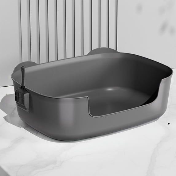 DZQMTKX Large Cat Litter Box, Spill-Proof Open Tray, One-Piece Design ...