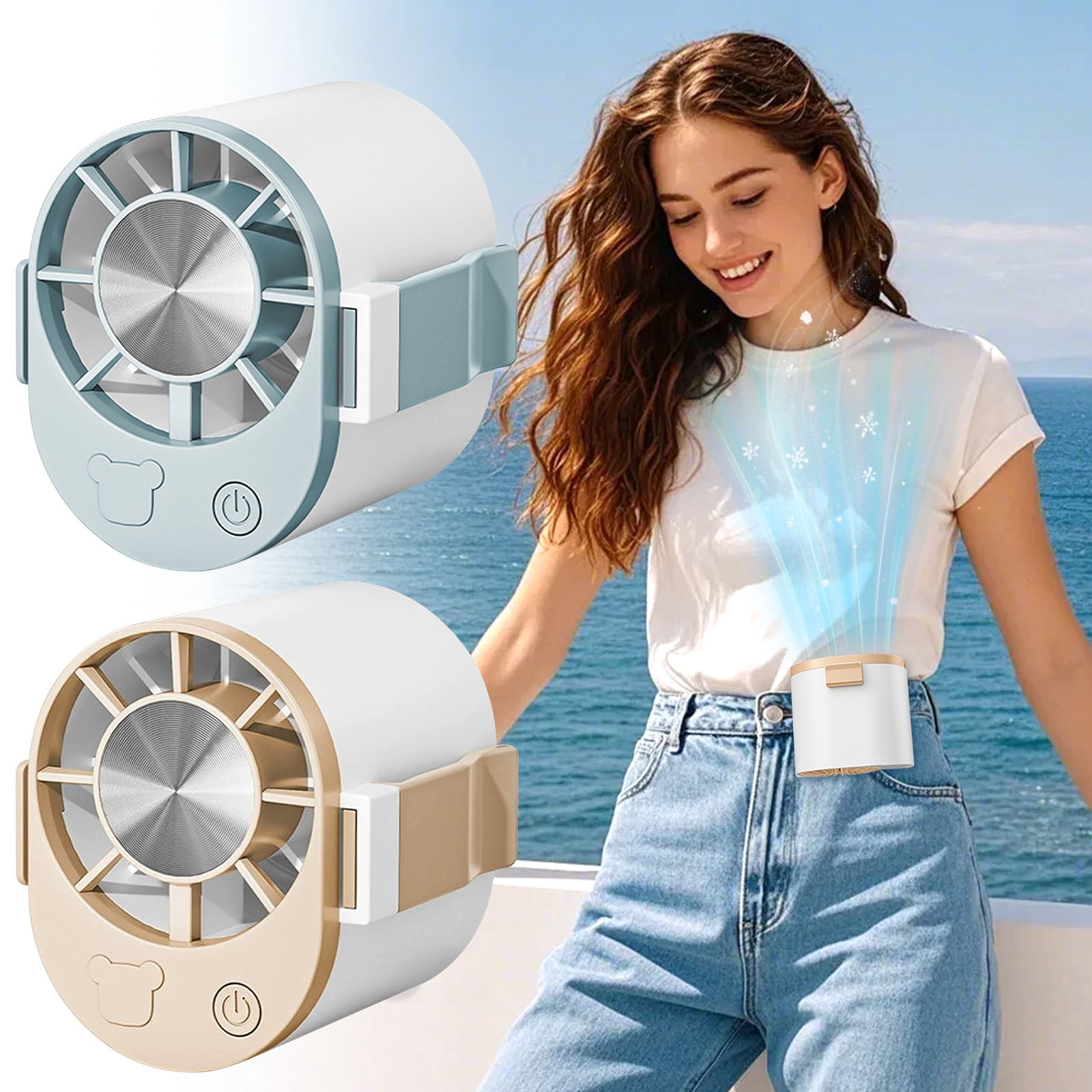 DZQMTKX Portable Waist Clip Fan, Small Lightweight Personal Fan for ...