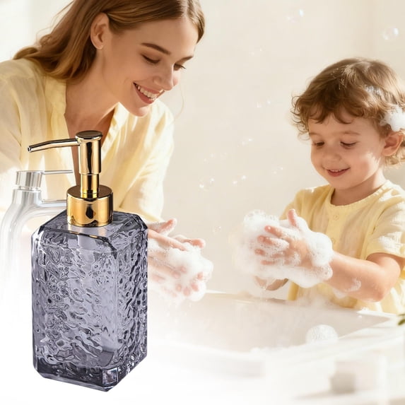 DZQMTKX Step Two:Refillable Glass Soap Dispenser，Liquid Hand Soap Pump ...