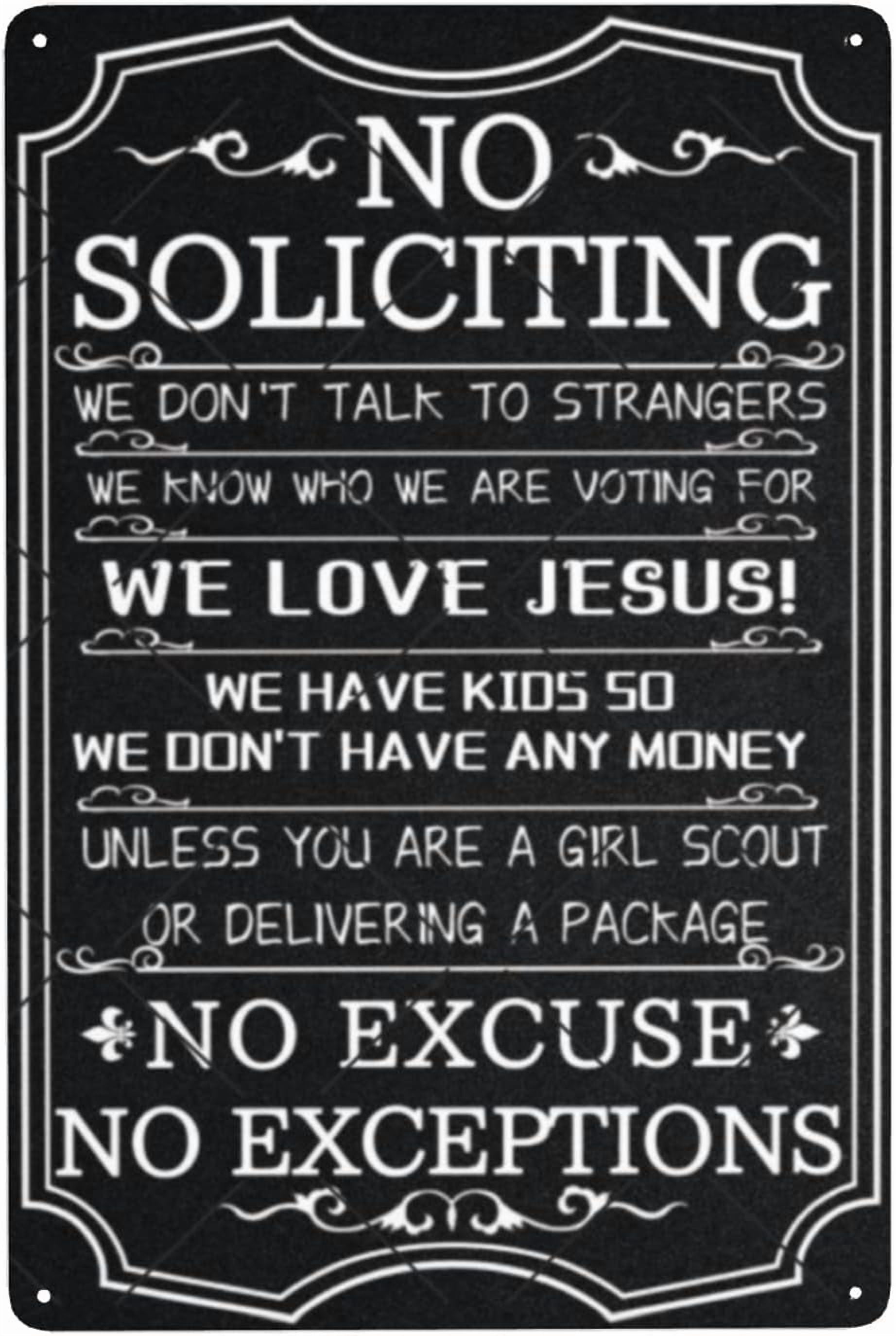 DZQUY No Soliciting Warning Sin No Excuses No Exceptions Metal Sign ...