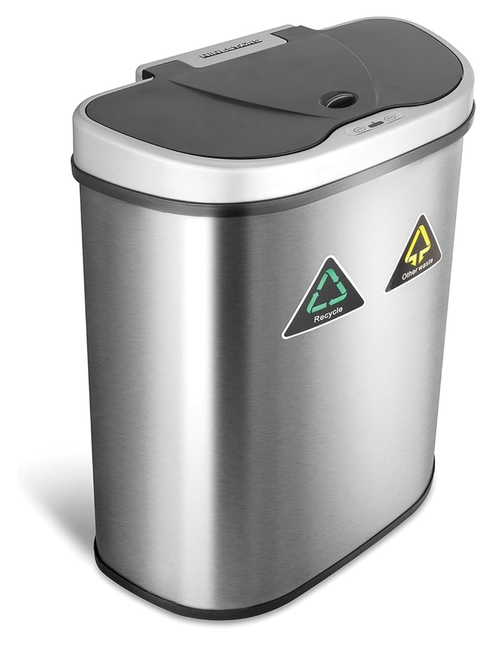 DZT-70-11R Automatic Touchless Sensor Semi-Round Trash Can Recycler 18.5 Gallon 70 Liter ...