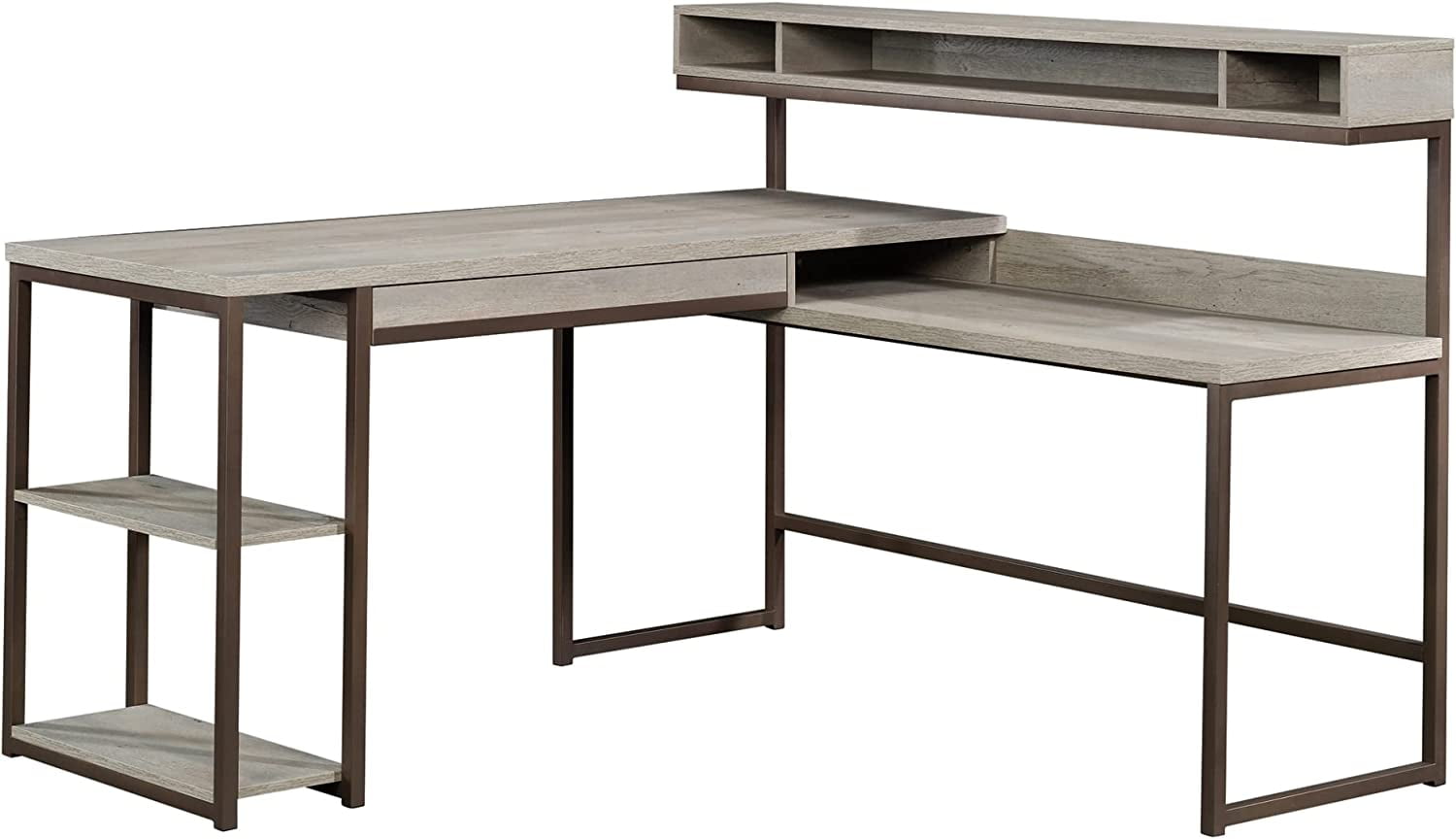 DZW Manhattan Gate 61"W L-Shape Computer Desk With Wireless Charger ...