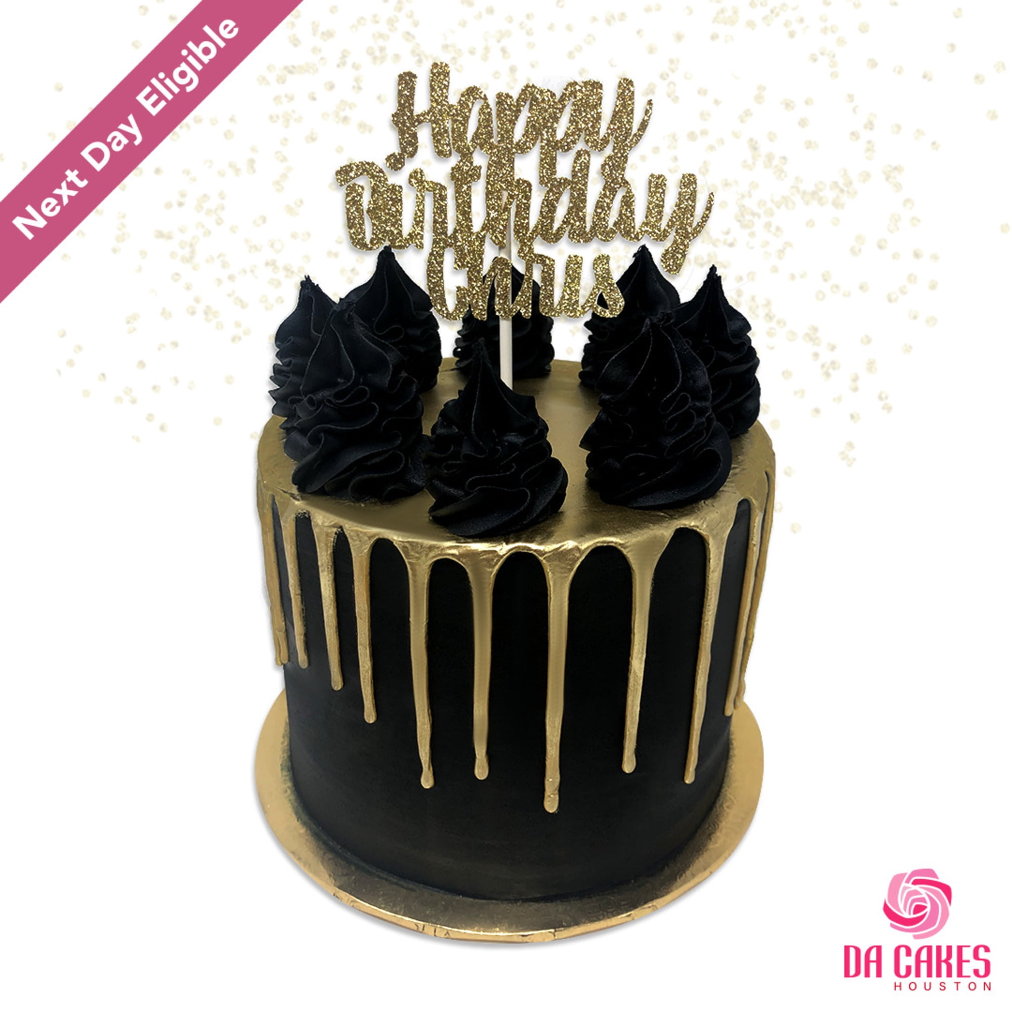 Da Cakes Houston Black Cake with Gold Drip 6" 8-10 Servings - Walmart.com