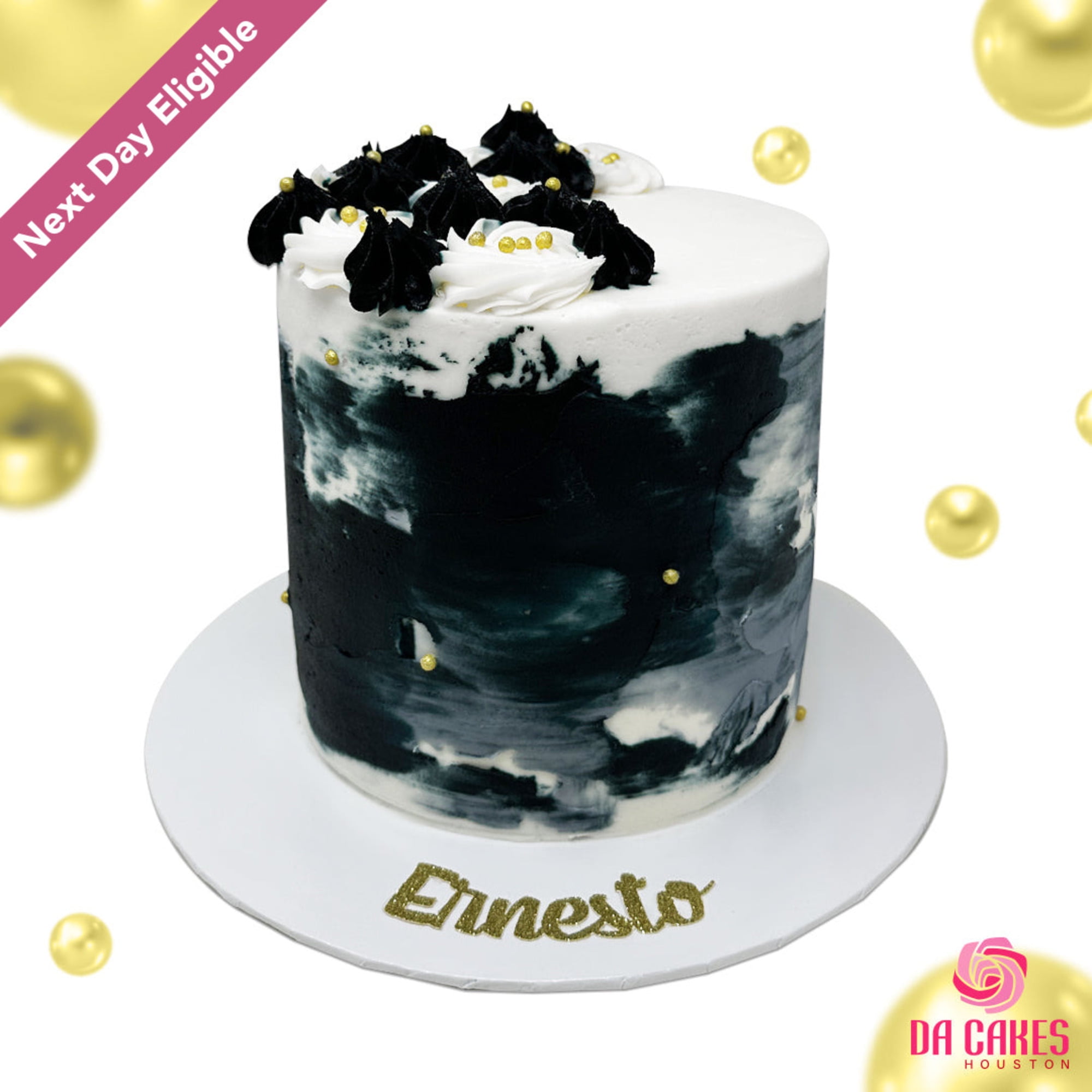 Da Cakes Houston Black and White Buttercream Cake 8" 15-20 Servings ...