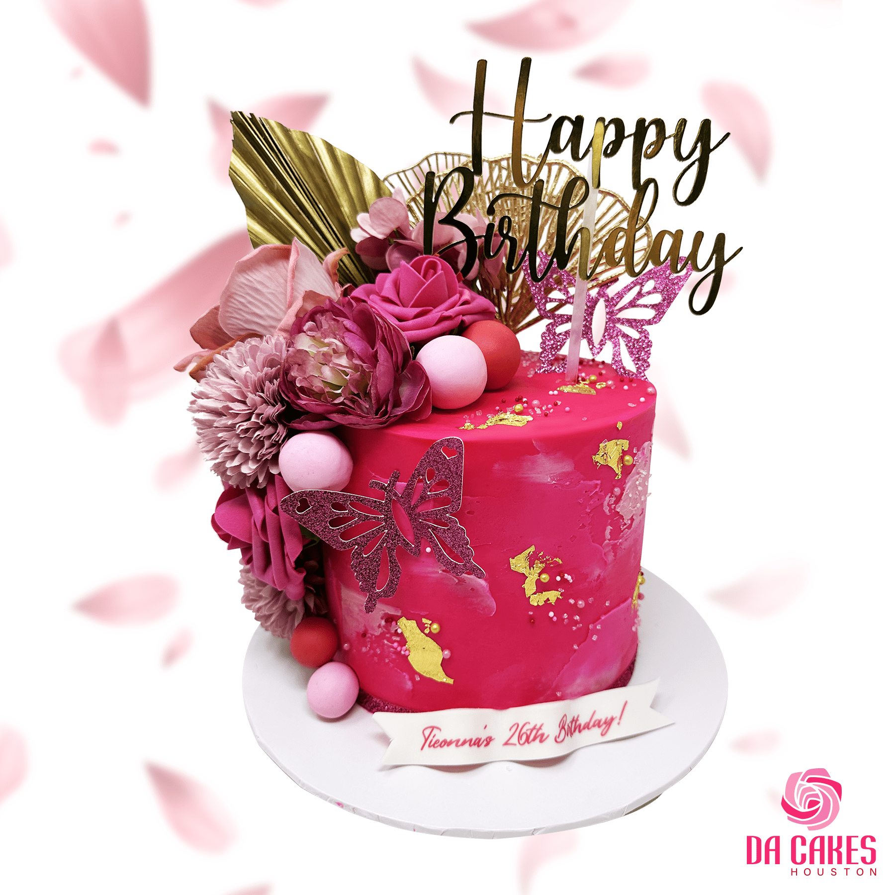 Da Cakes Houston Flowers and Butterflies Cake 6" 8-12 Servings ...