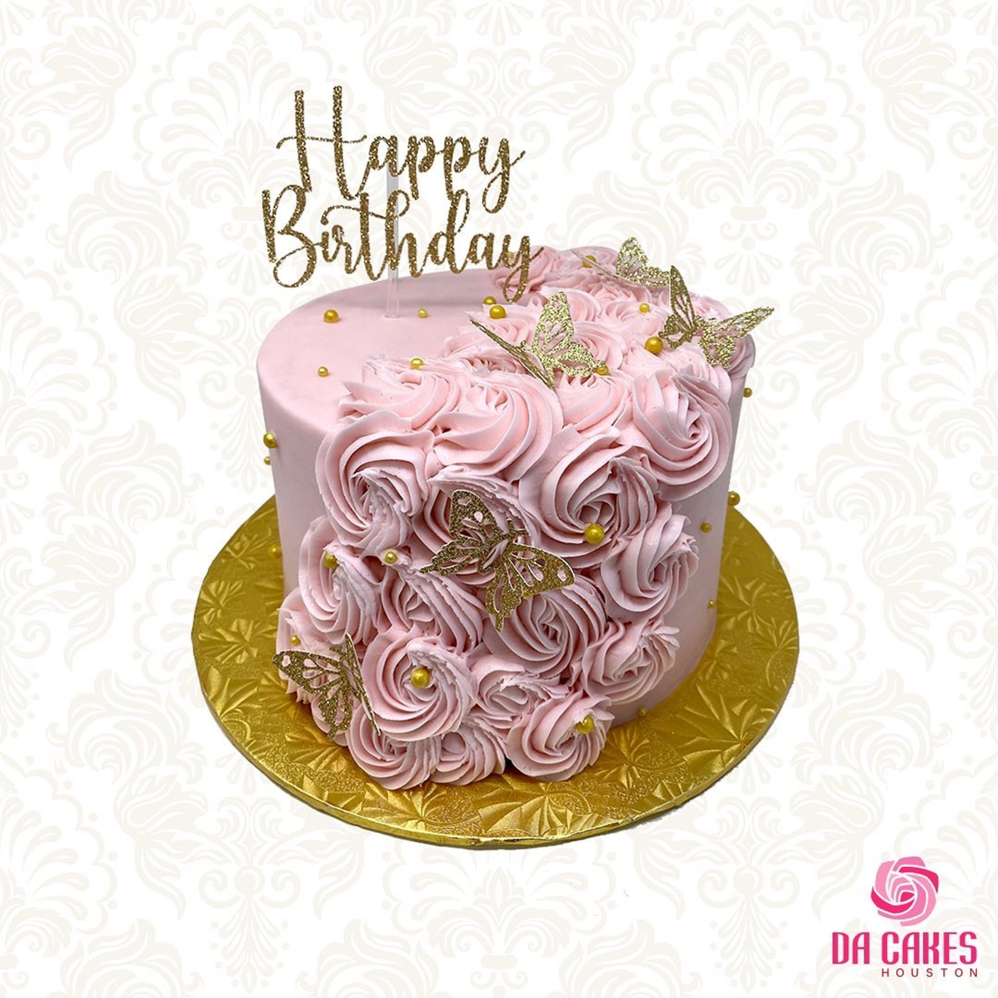 Da Cakes Houston Gold Butterflies Buttercream Cake 8" 15-20 Servings ...
