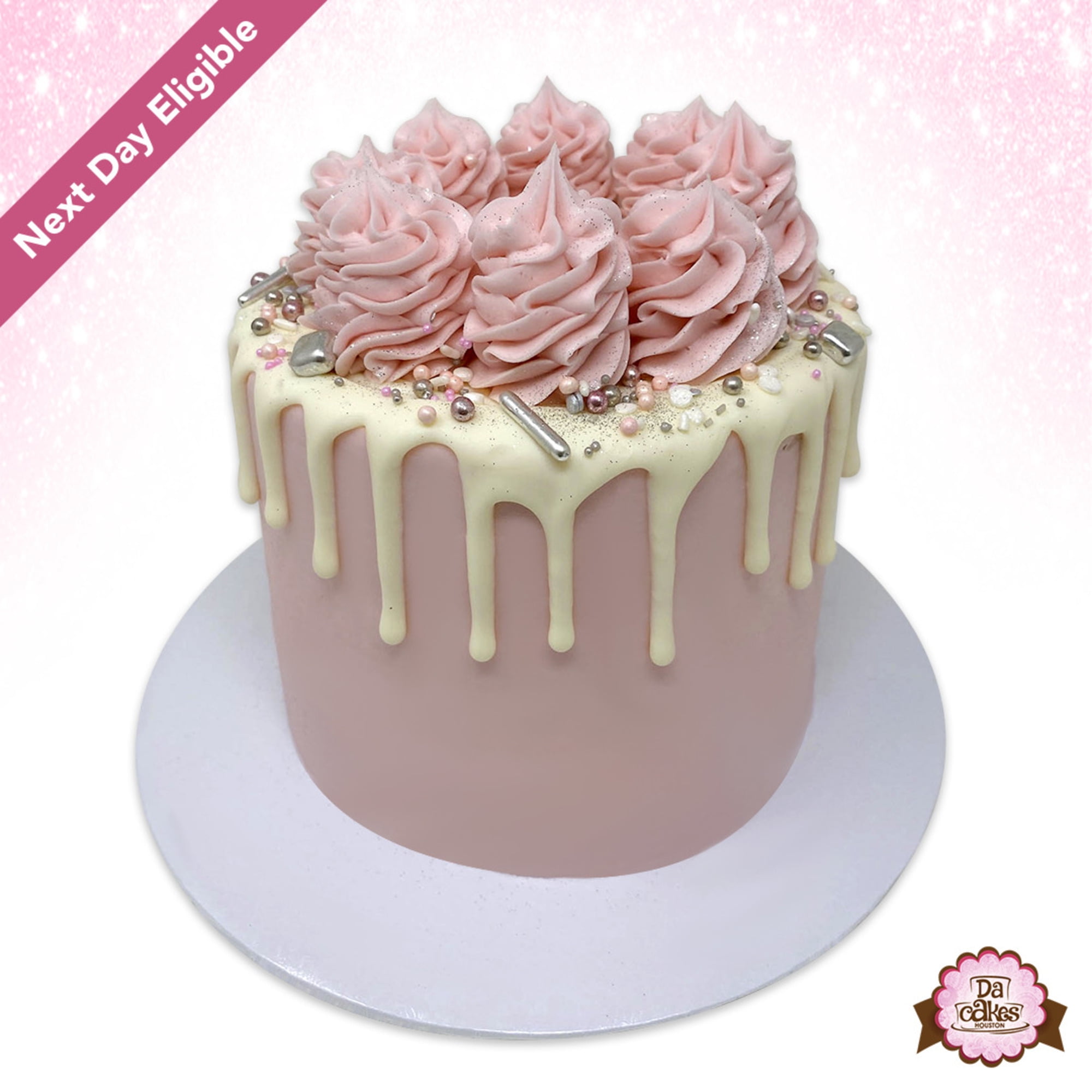 Da Cakes Houston Soft Pink Cake with Dripping 8" 15-20 Servings ...