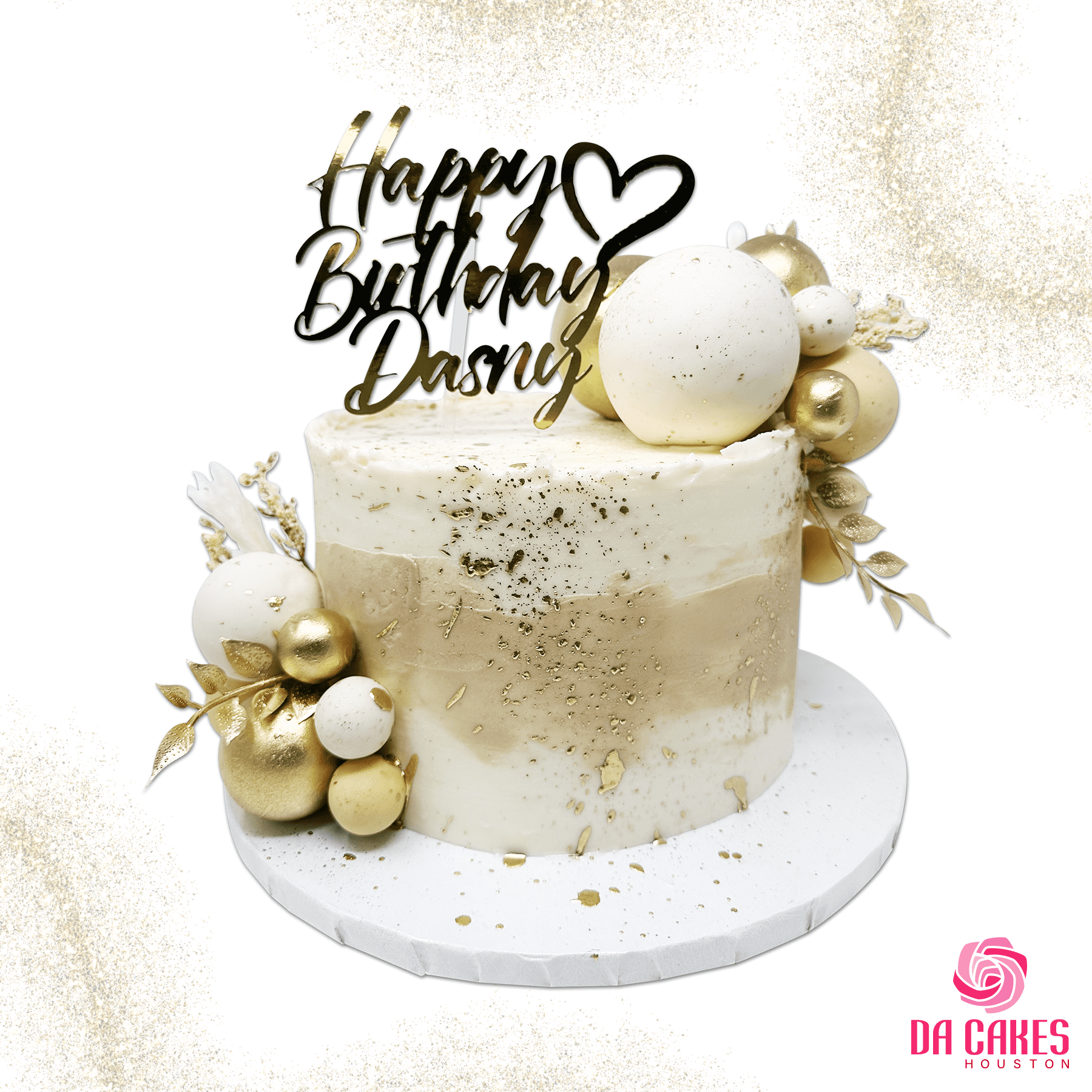 Da Cakes Houston Spheres Gold and White Cake 6" 8-12 Servings - Walmart.com