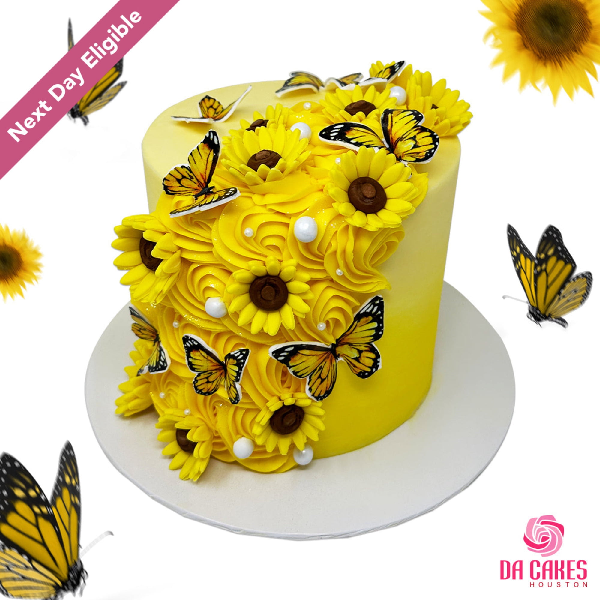 Da Cakes Houston Spring Butterfly and Sunflower Cake 8" 15-20 Servings ...