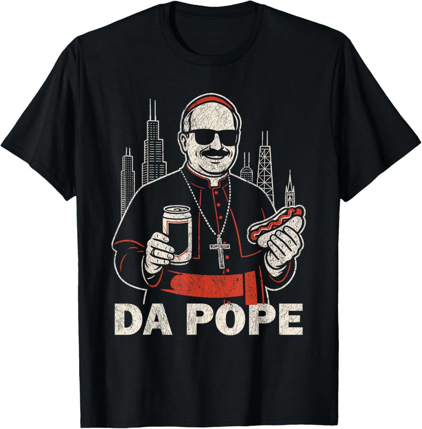 Da Pope From America Chicago Pope Leo Xiv Funny Vintage T-Shirt Unisex ...