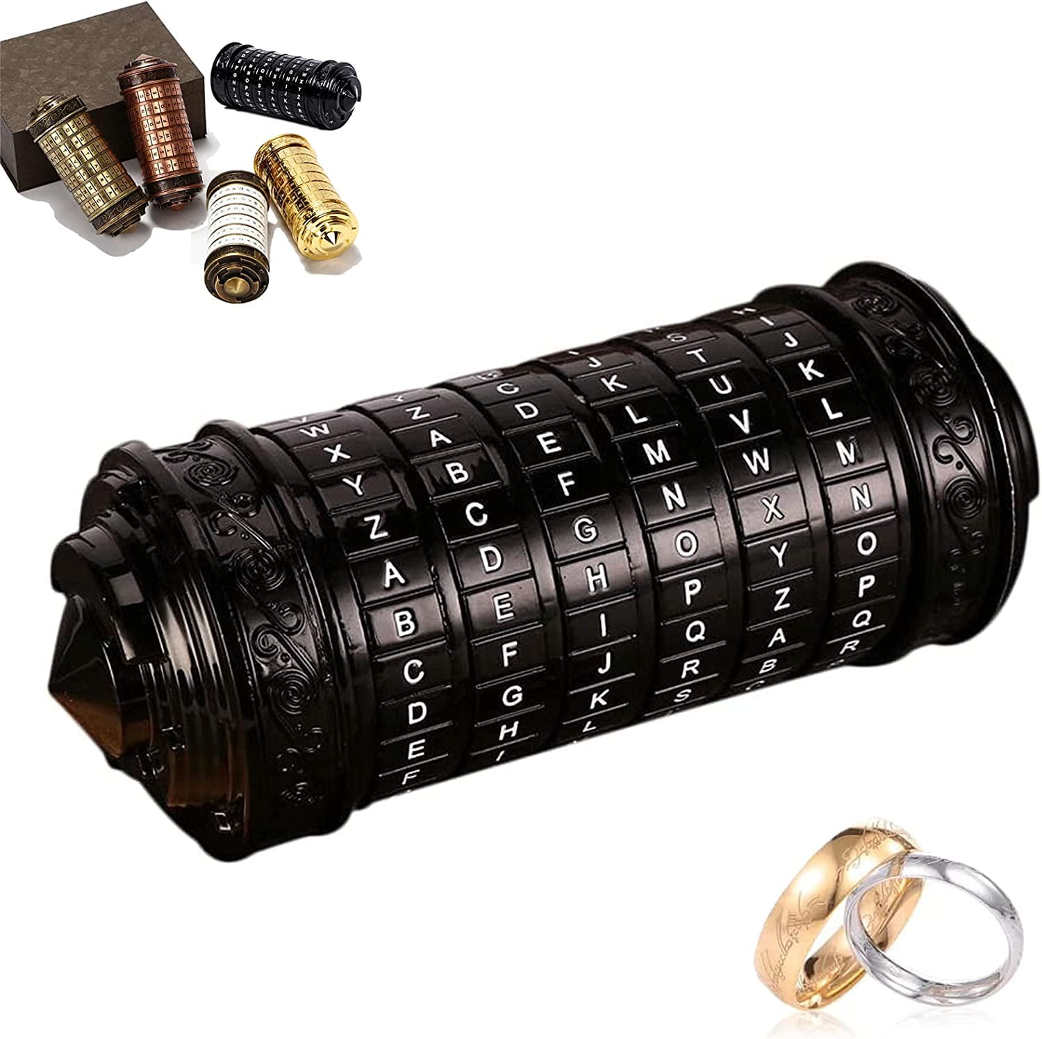 Da Vinci Code Cryptex Mini Bronze Lock Puzzle Valentines Day Gifts for him her Men Women dad ...