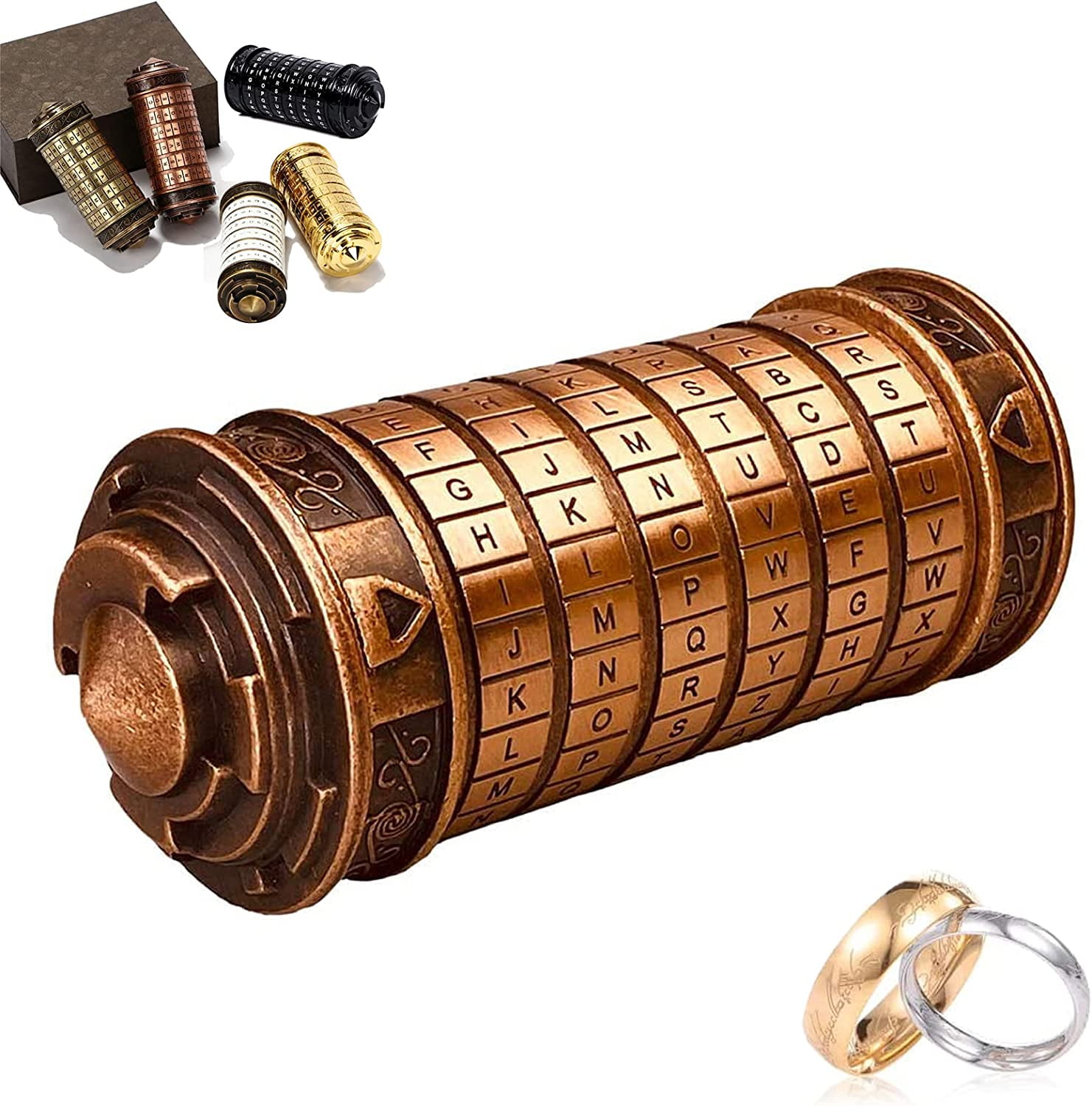 Da Vinci Code Cryptex Mini Bronze Lock Puzzle Valentines Day Gifts for ...