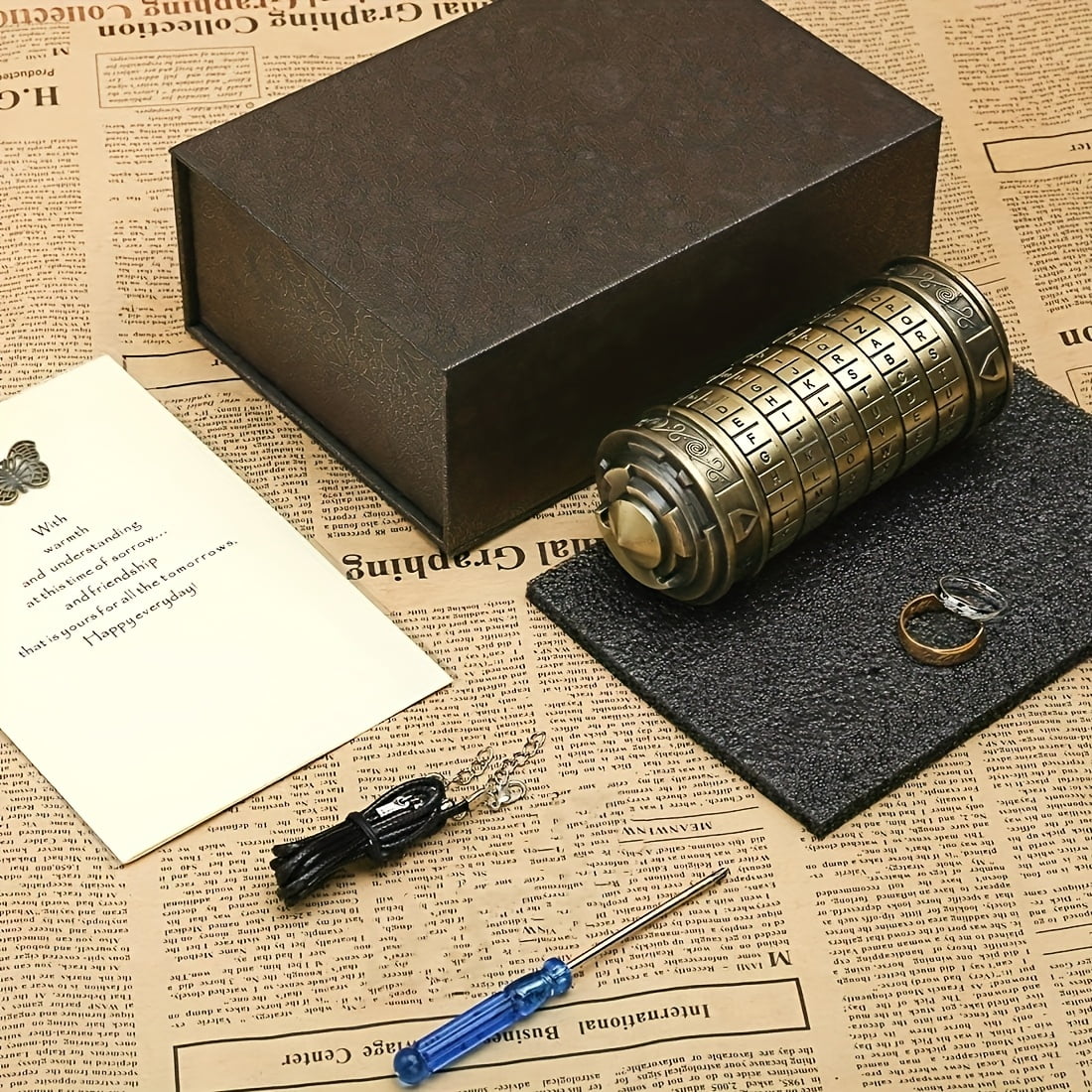 Da Vinci Code Mini Cipher Box - Heavy-Duty Solid Metal Combination ...
