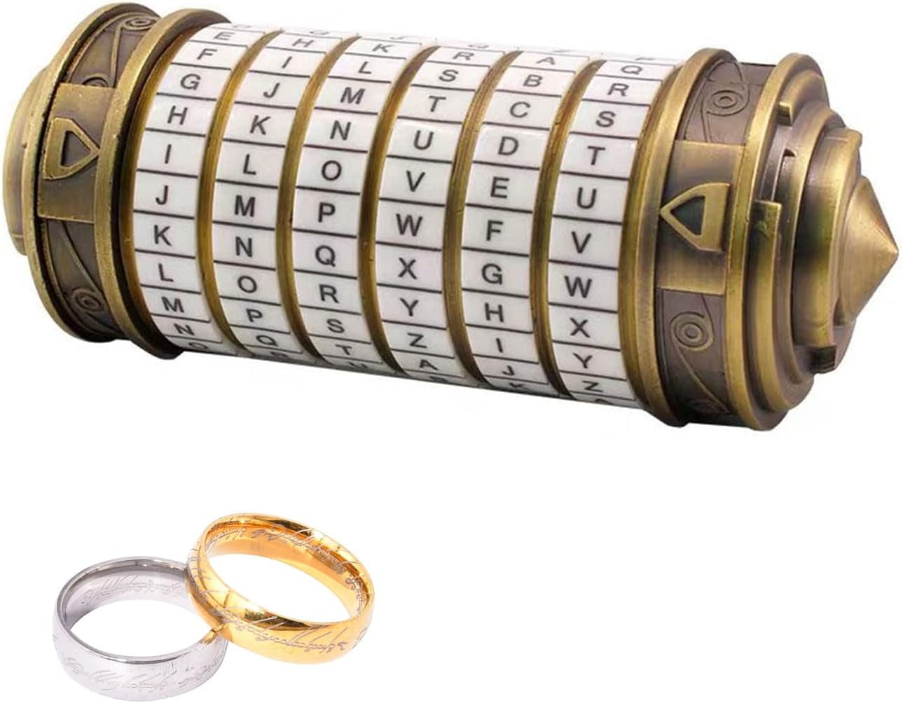 Da Vinci Code Mini Cryptex Lock, Small Cryptex, Money Puzzle Box Lock Ring Holder, for ...