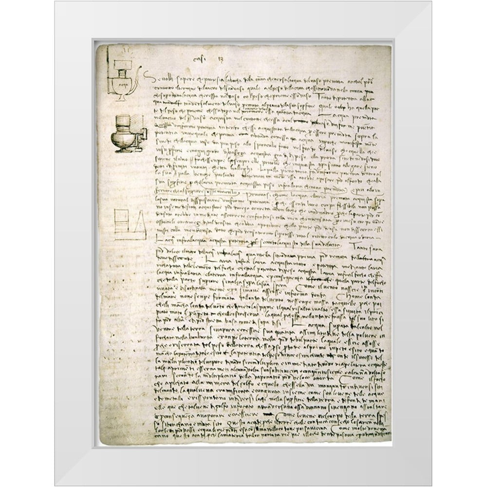 Da Vinci, Leonardo 11x14 White Modern Wood Framed Museum Art Print Titled - Codex Leicester ...
