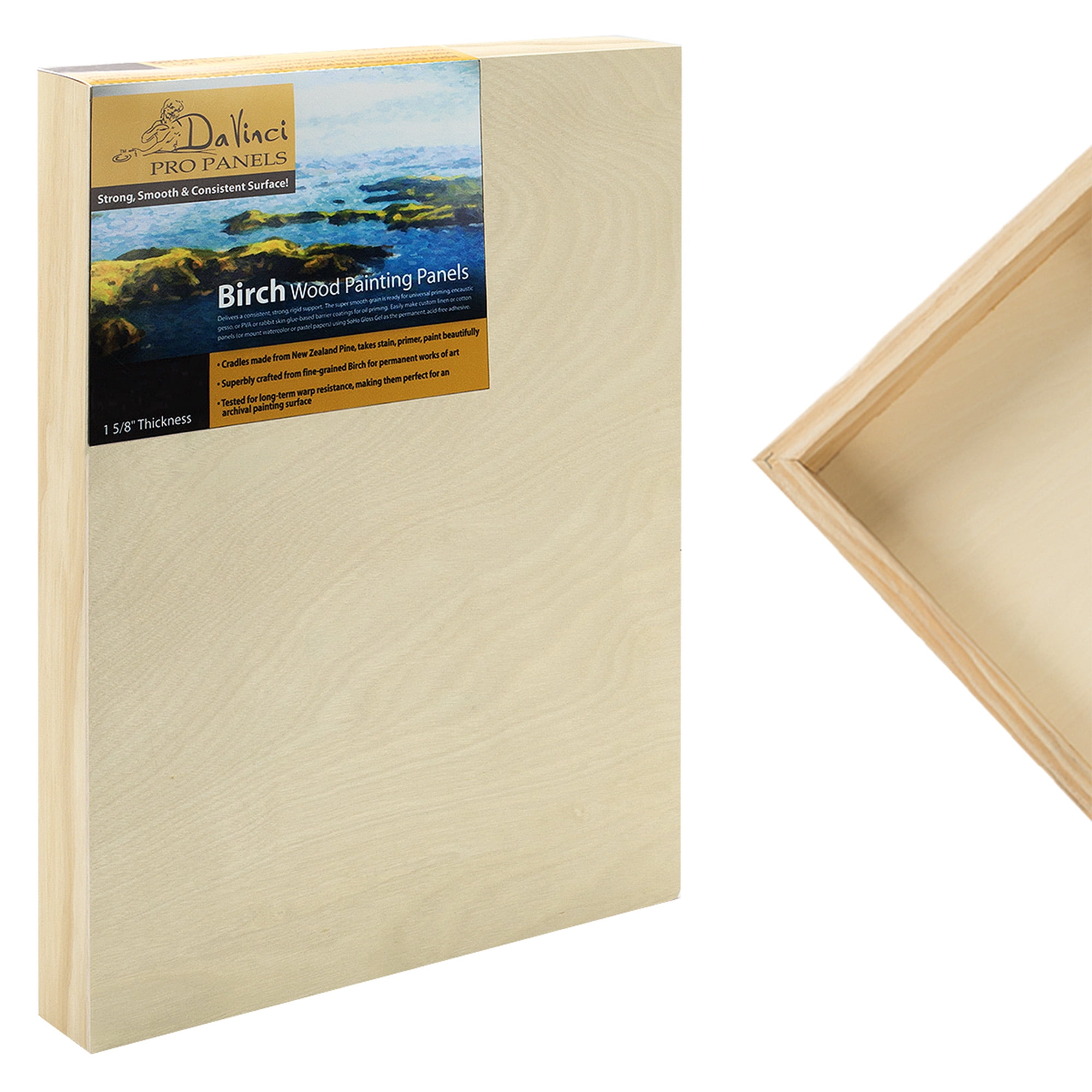 Da Vinci Pro Birch Wood Panel 1-5/8 Deep – 8x10" 4-Pack - Fine Textured ...