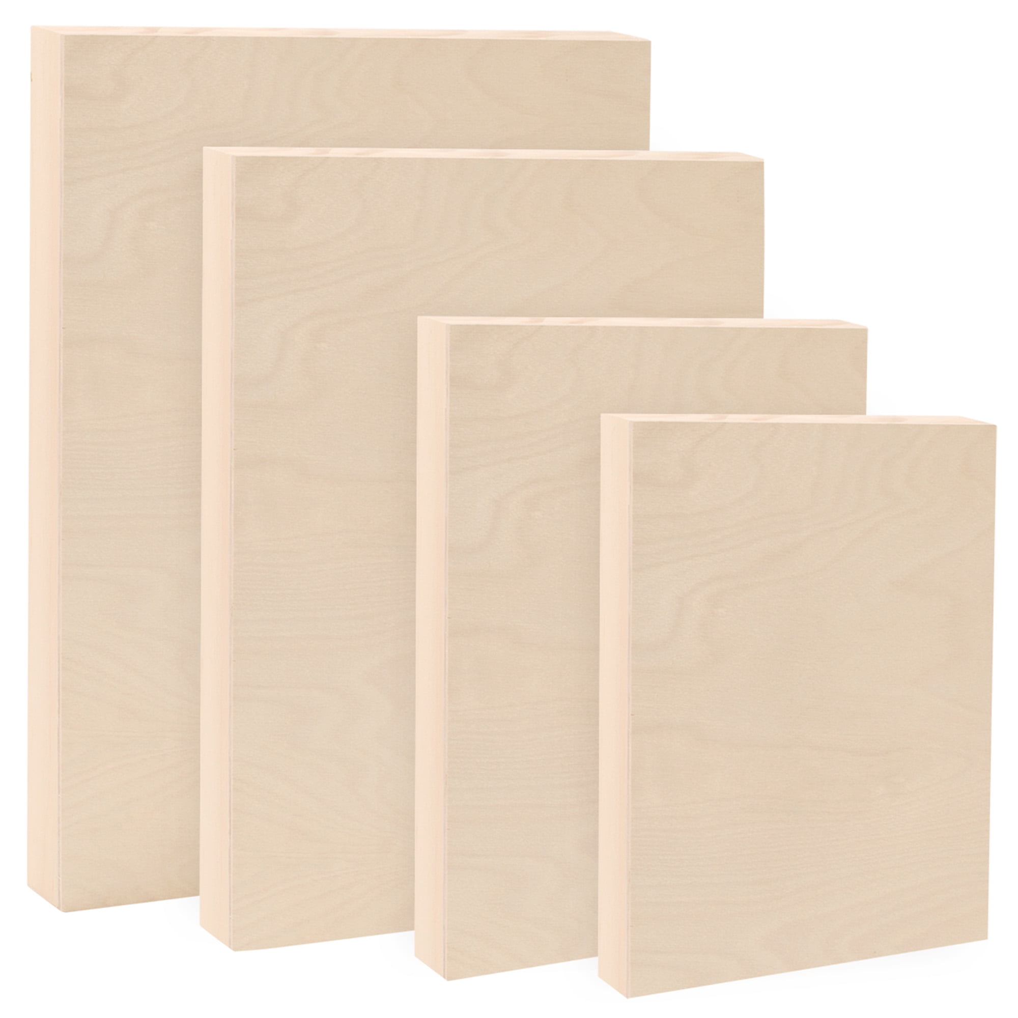 Da Vinci Pro Birch Wood Panel 7/8" Deep – Bundle of 4 Small Rectangular Panels - Fine Textured ...