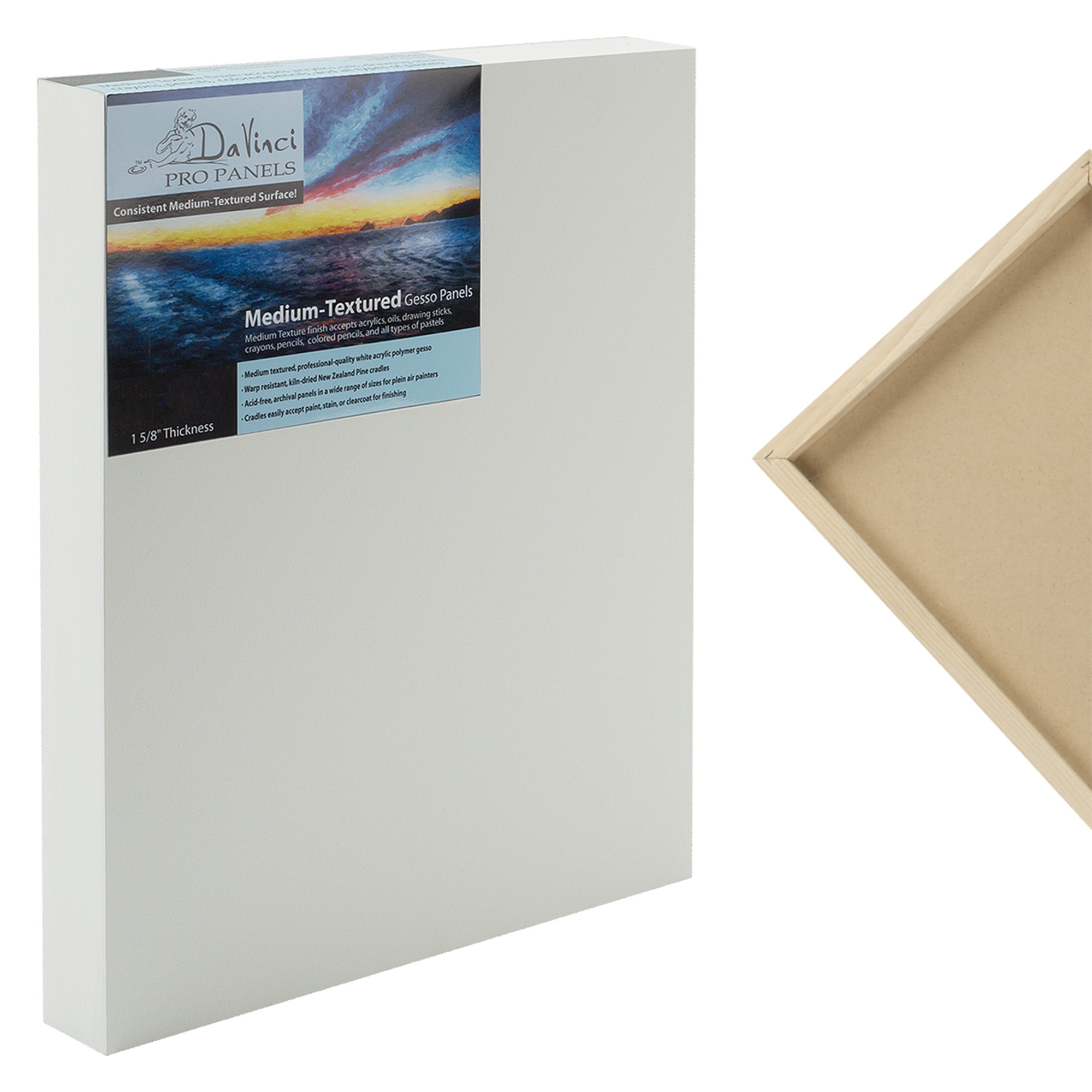 Da Vinci Pro Medium Textured Gesso Panel - 12x24" - 1-5/8 Depth Wood ...