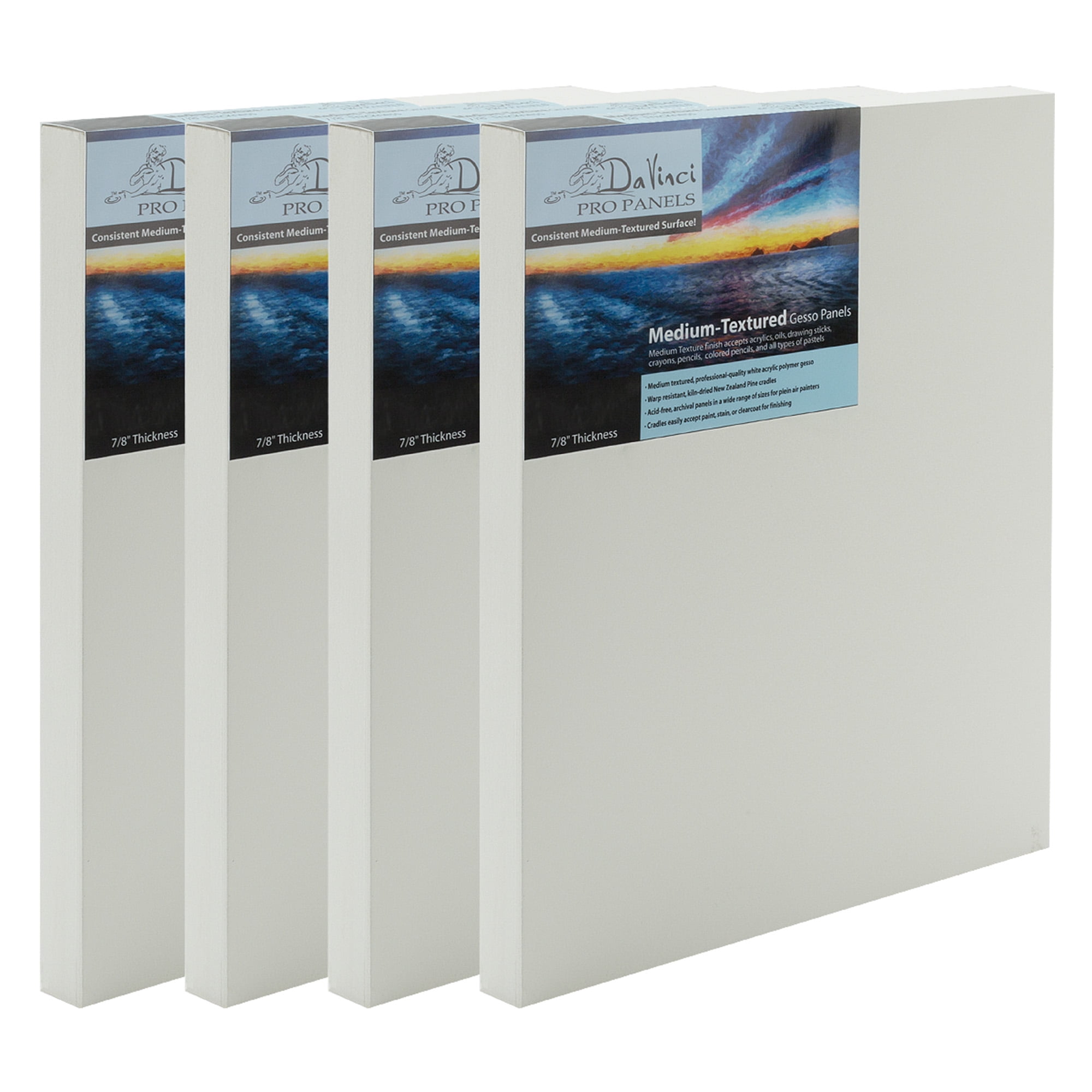 Da Vinci Pro Medium Textured Gesso Panel -12x24" - 4 Pack - 7/8" Depth ...