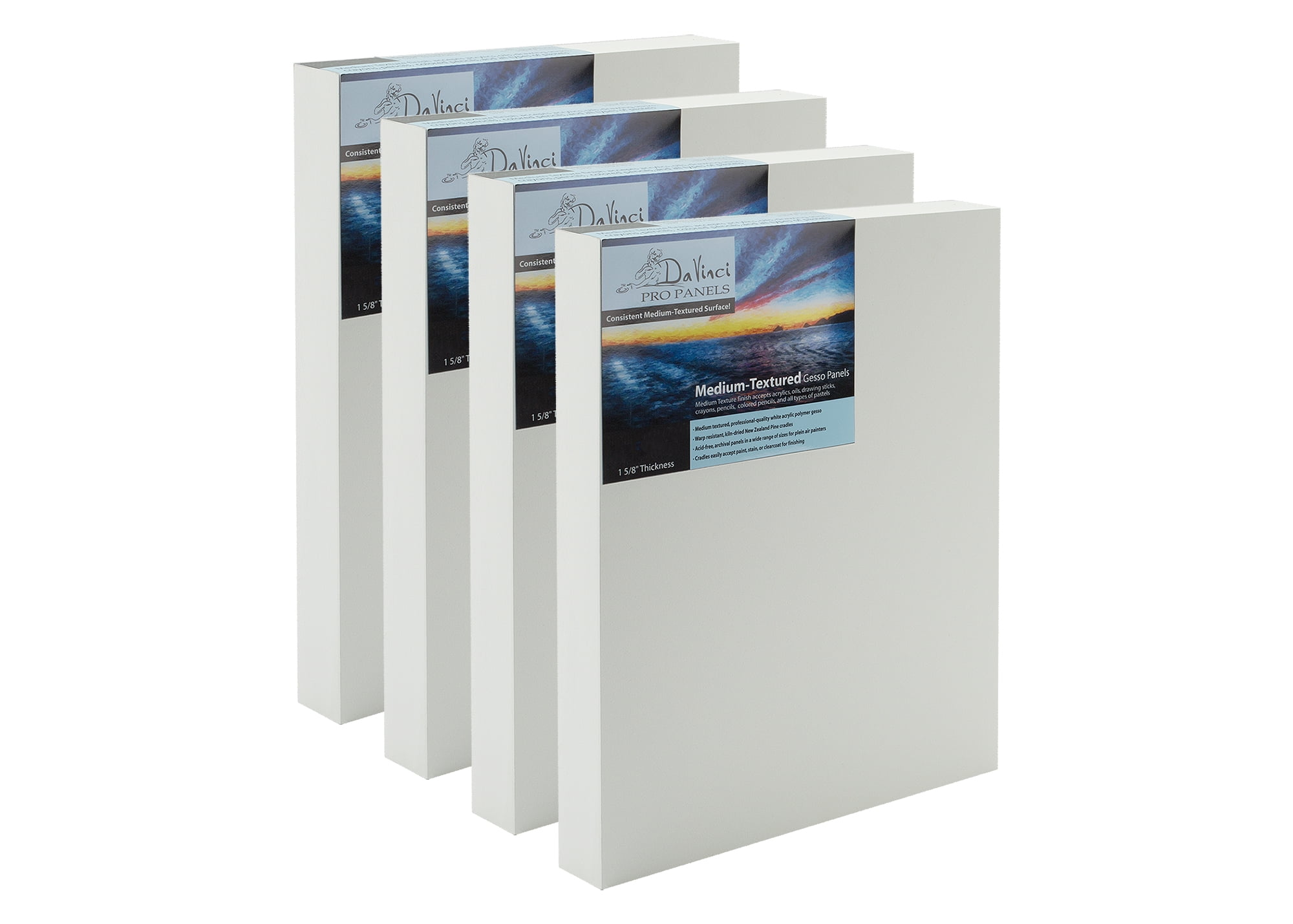 Da Vinci Pro Medium Textured Gesso Panel - 16x20" - 4 Pack - 7/8" Depth ...