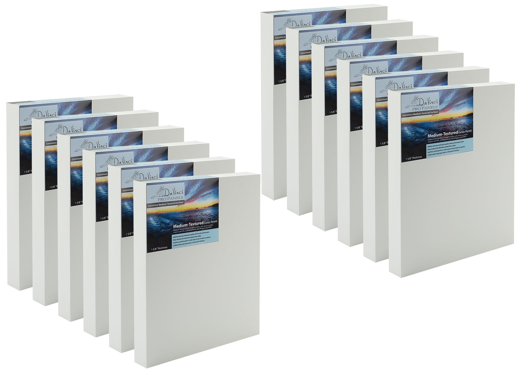 Da Vinci Pro Medium Textured Gesso Panel -3x3" - 12 Pack - 7/8" Depth ...