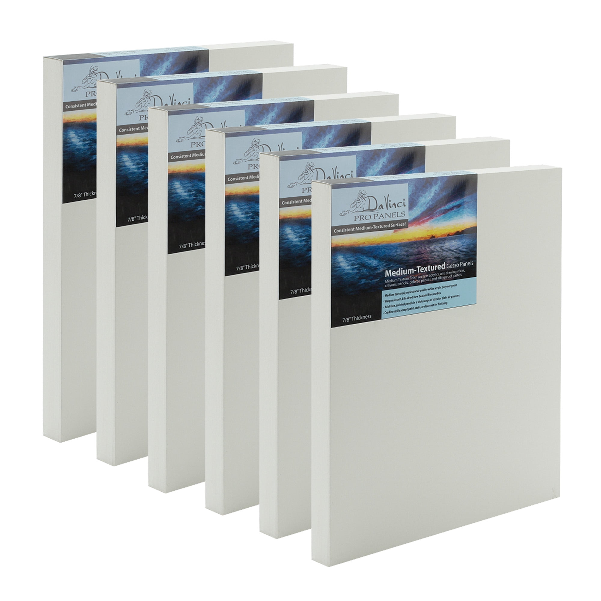 Da Vinci Pro Medium Textured Gesso Panel -8x8" - 6 Pack - 7/8" Depth ...