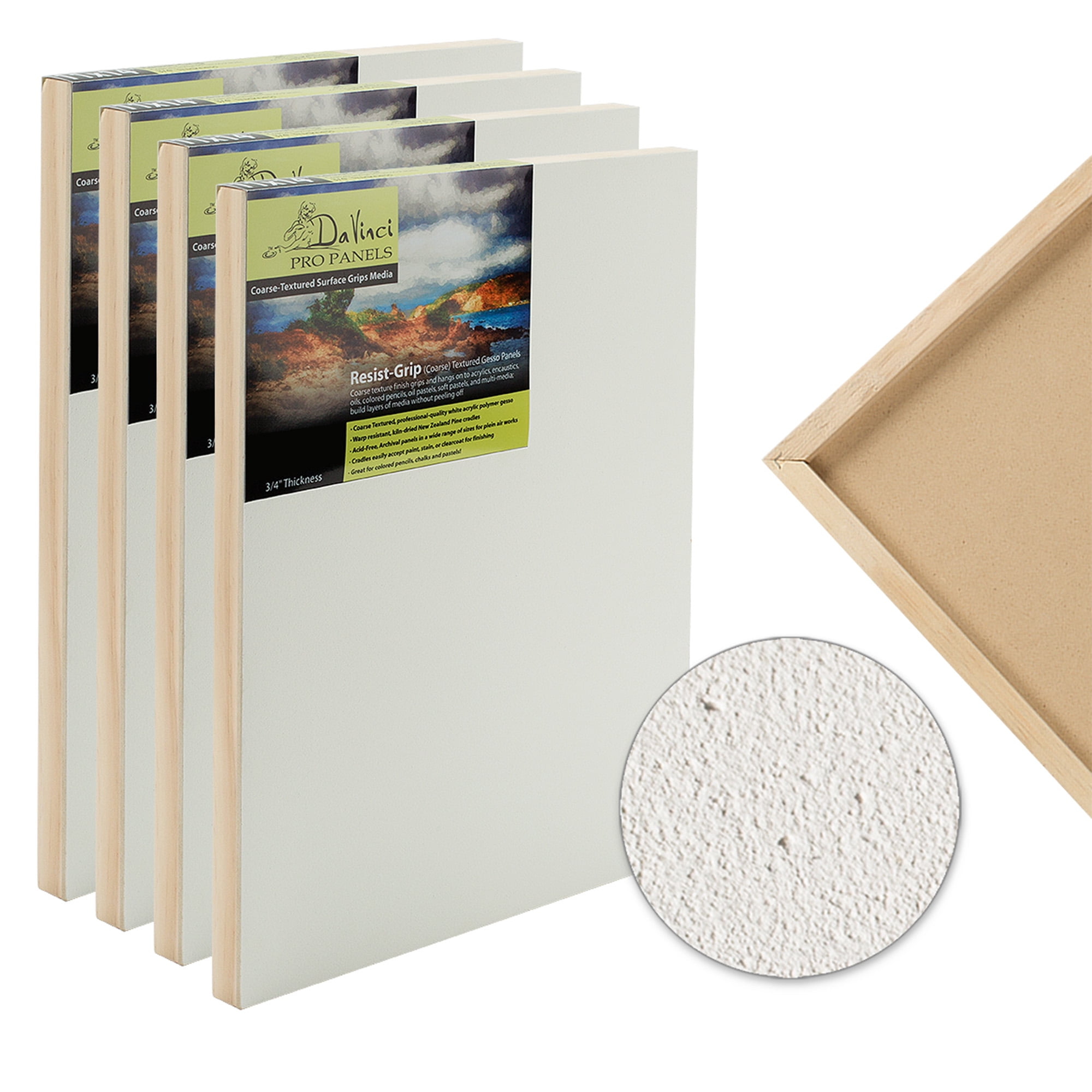Da Vinci Pro Resist-Grip Coarse Textured Gesso Board, 12x24" - 4 Pack ...