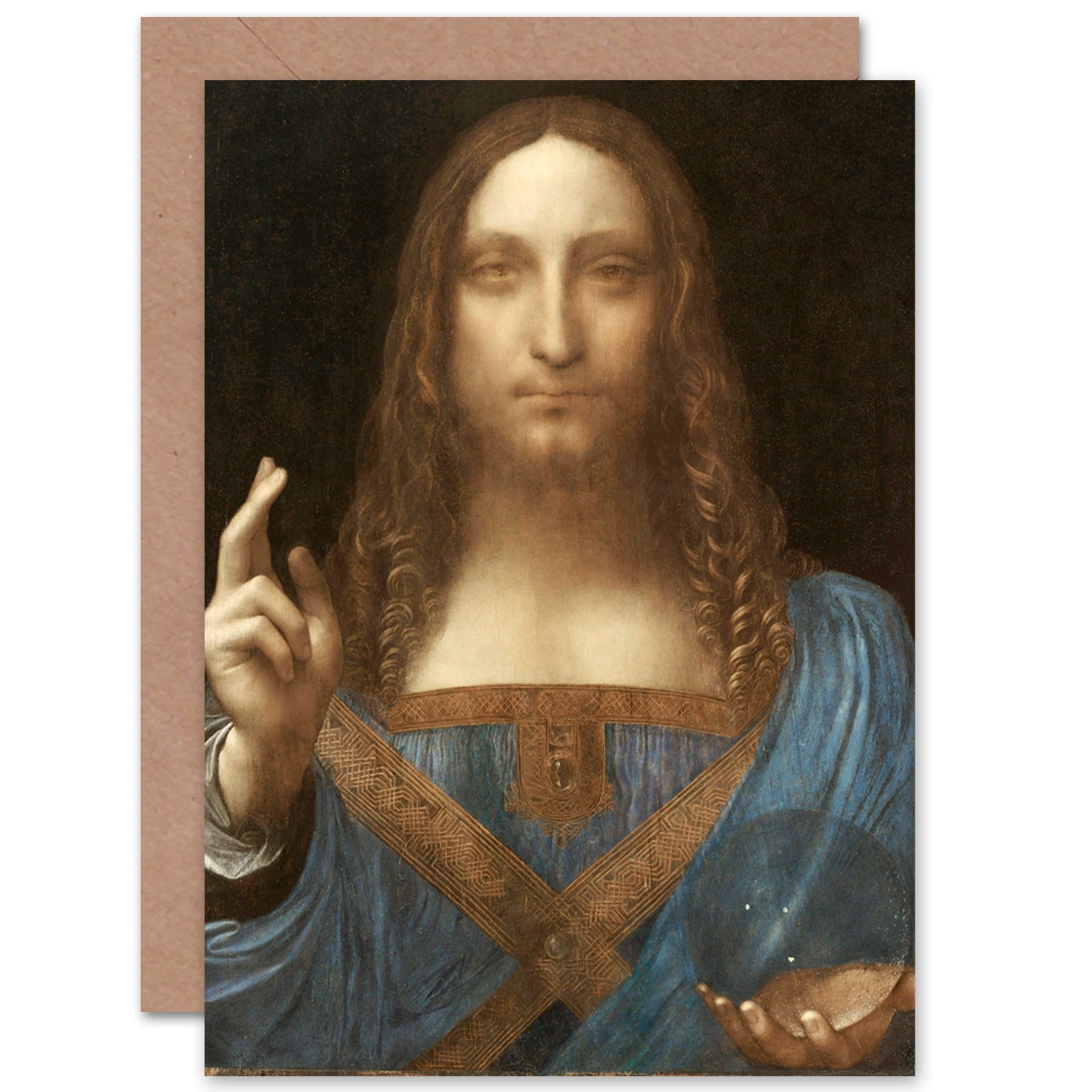 Da Vinci Salvator Mundi World Saviour Jesus Fine Art Greetings Card ...