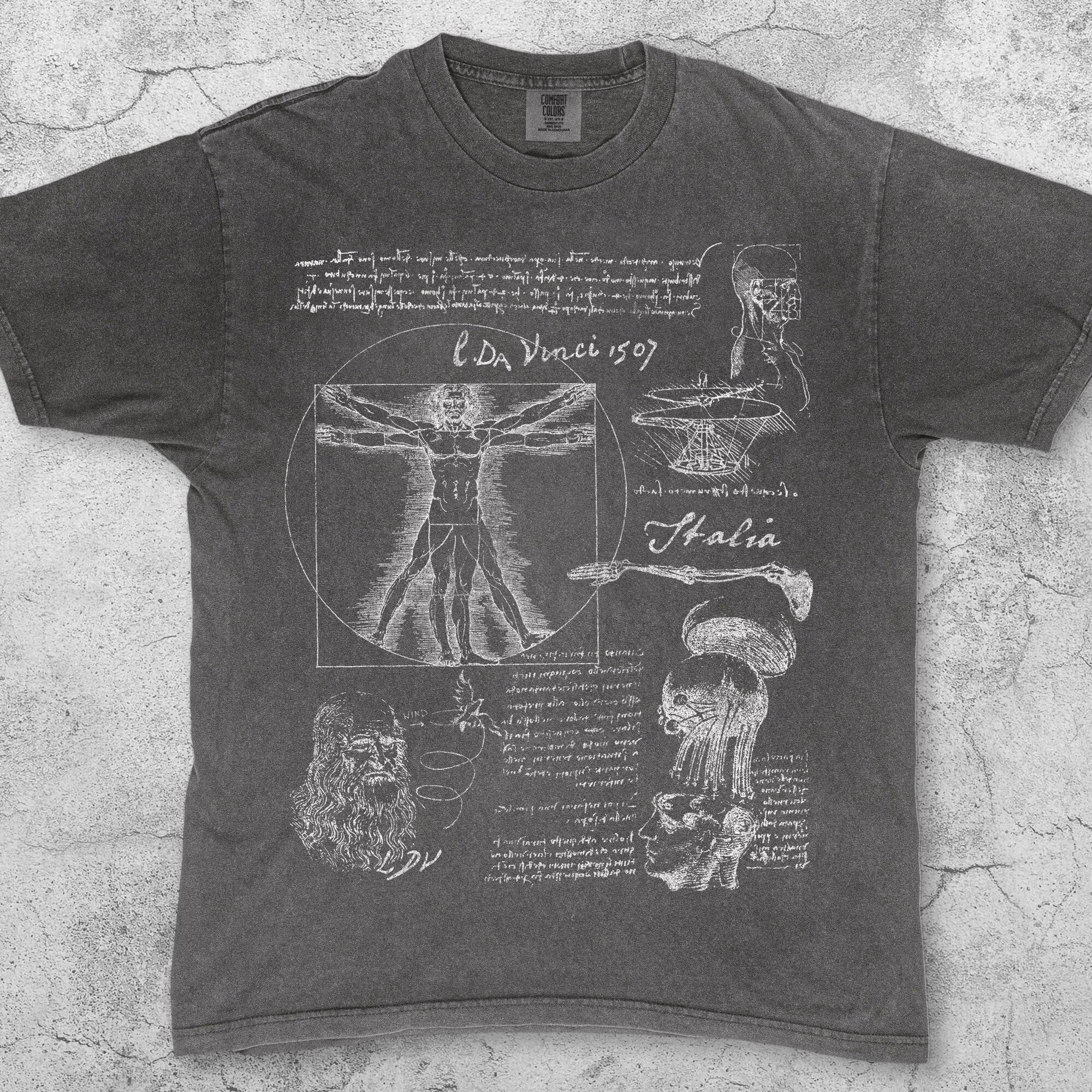 Da Vinci Vitruvian Man TShirt Anatomical Sketch Retro Art Tee Italian ...