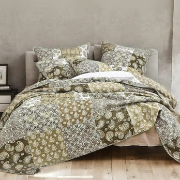 DaDa Bedding Hint of Mint Floral Pastel Cotton Patchwork Ruffle ...