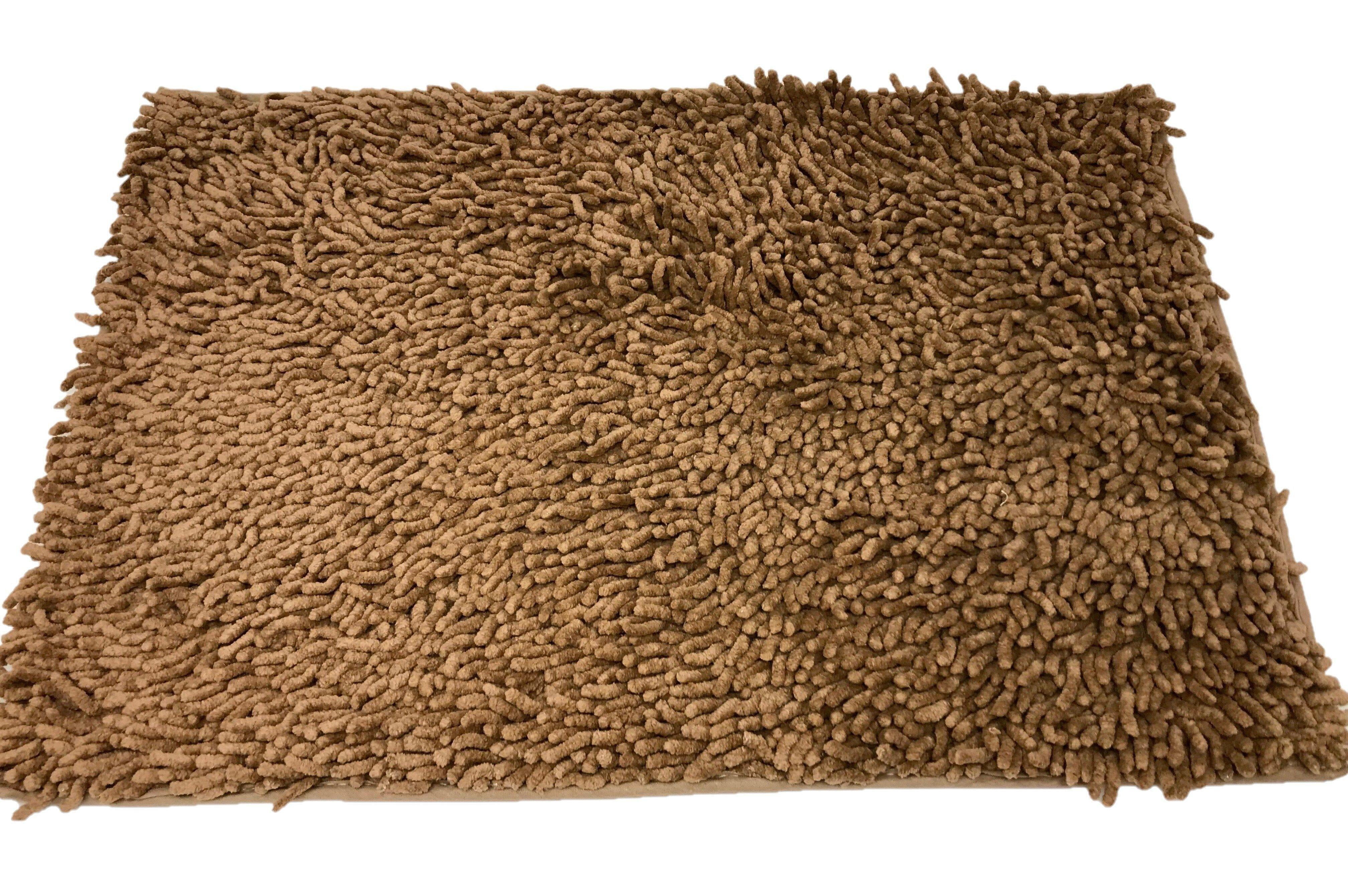 DaDa Bedding Coffee Brown Shaggy Soft Chenille Noodle Carpet Rug Bath ...