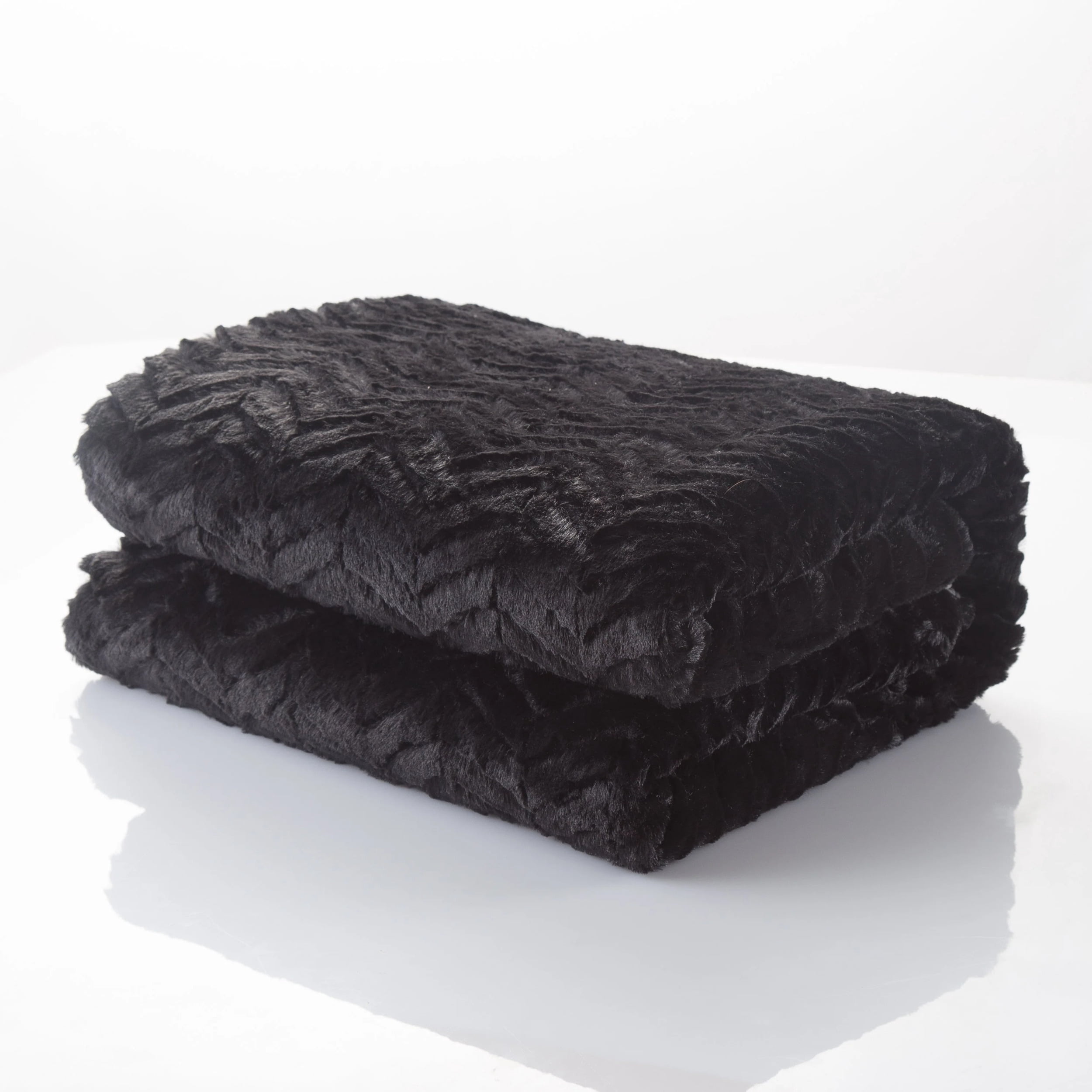 DaDa Bedding Luxury Midnight Black Sherpa Backside Faux Fur Throw ...