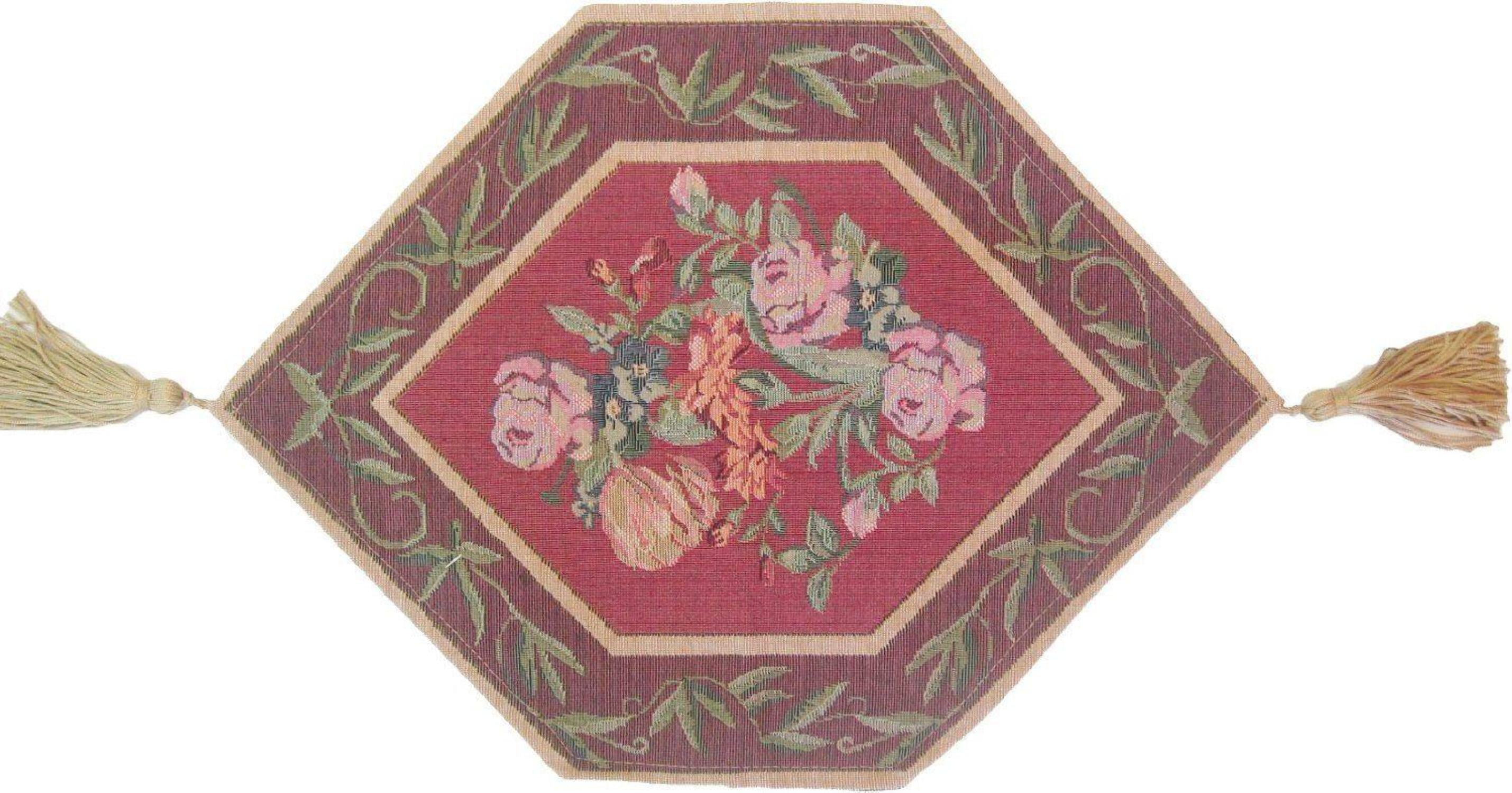 DaDa Bedding Romantic Floral Field of Roses Burgundy Red Tapestry Table ...