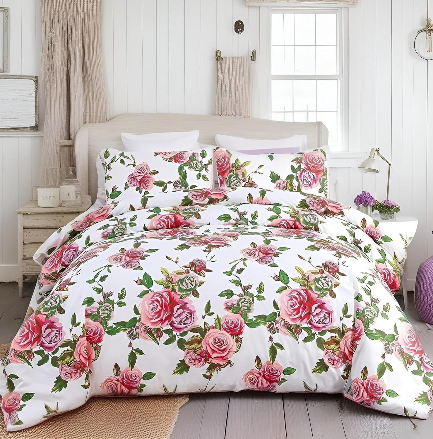DaDa Bedding Romantic Roses Floral Duvet Cover Set - Lovely Spring ...