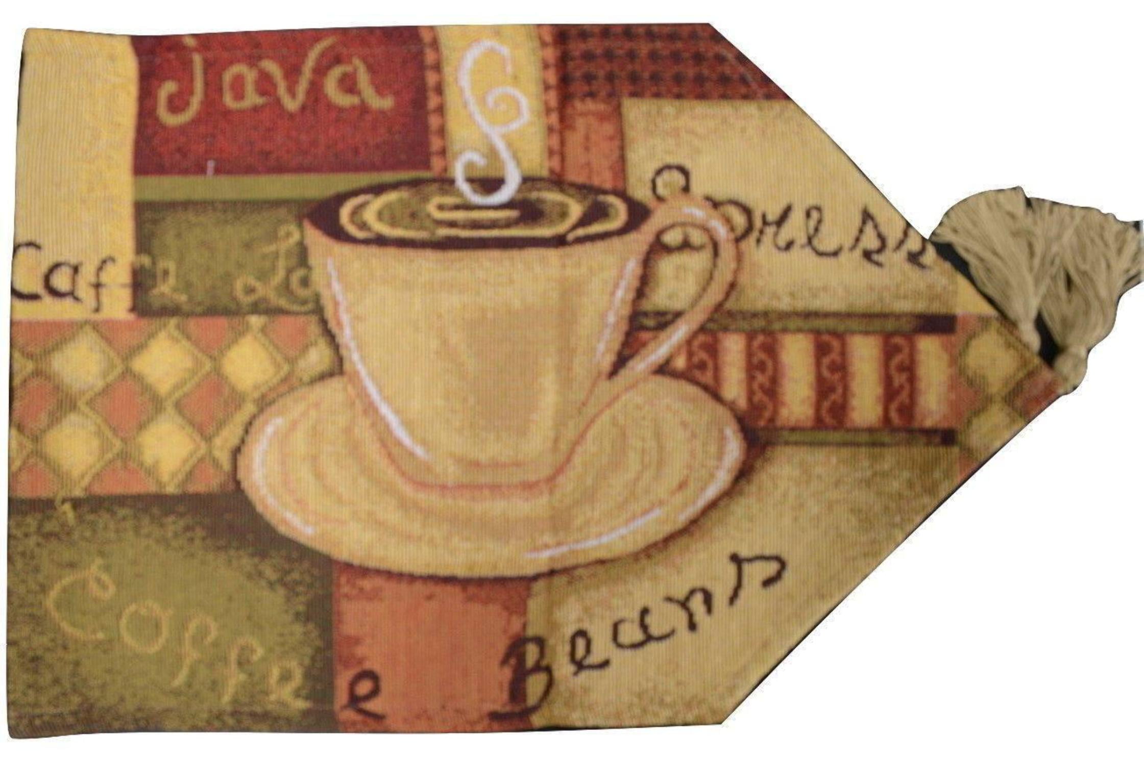 DaDa Bedding Smell of Coffee Cup Latte Java Brown Tapestry Table Runner ...