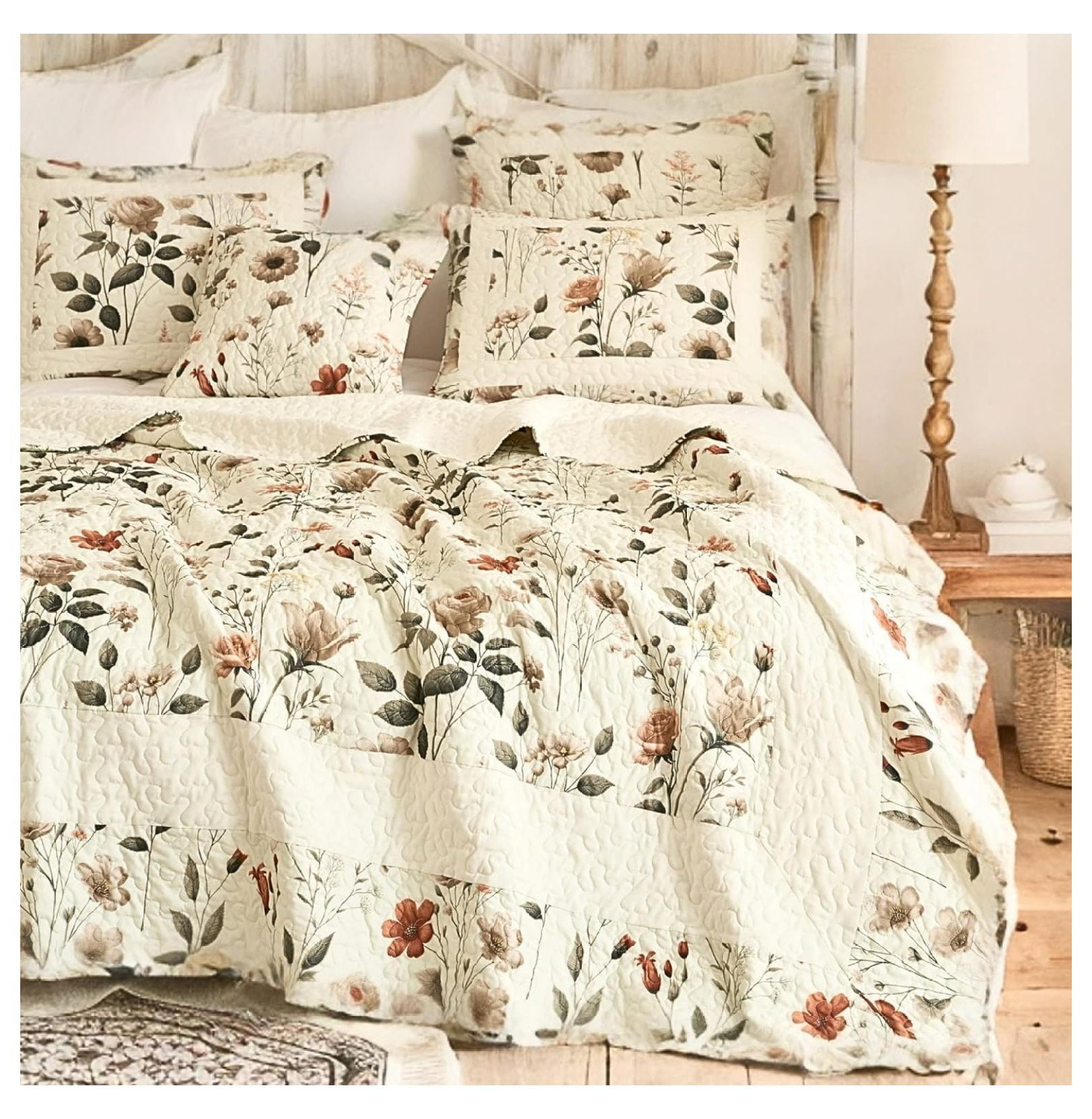 DaDalogy Enchanted Meadow Quilt Set - Victoria Garden Delicate Floral ...