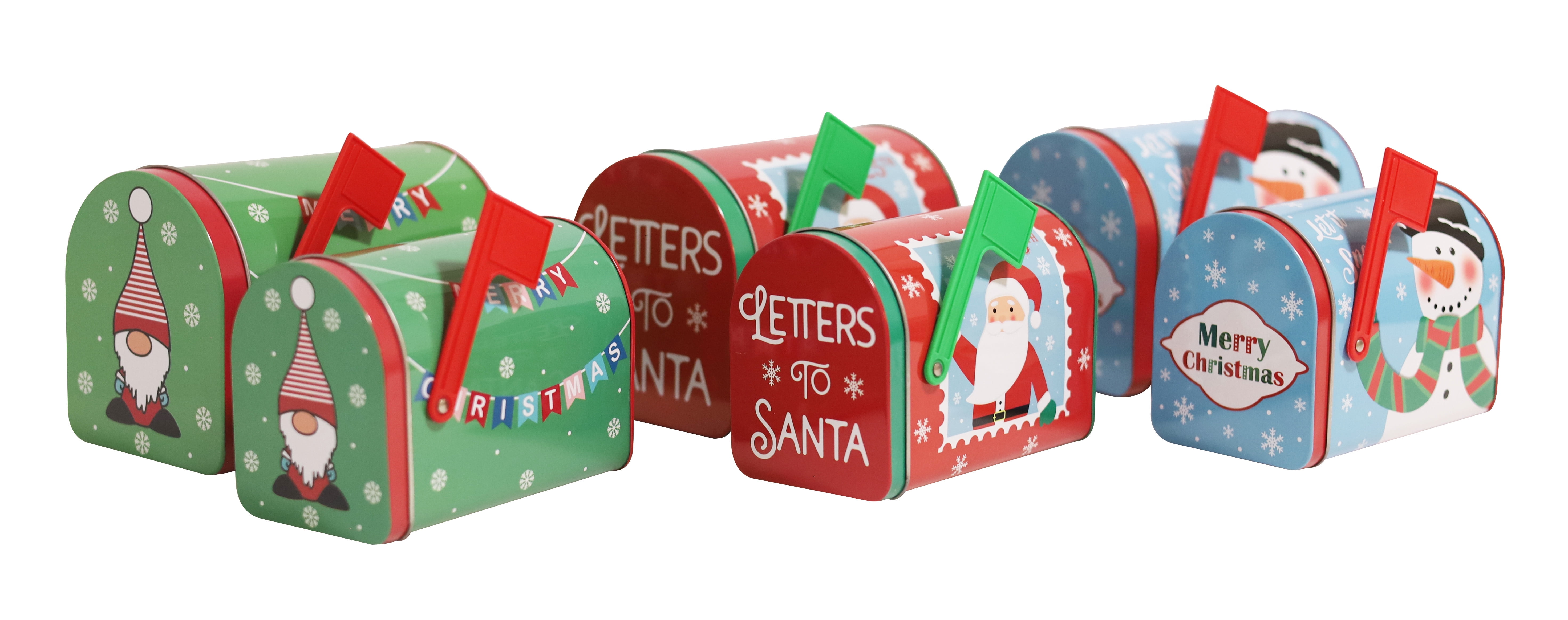 DaHo 6pc Christmas Holiday Mailbox Tins Set for Decoration, Gift Card ...