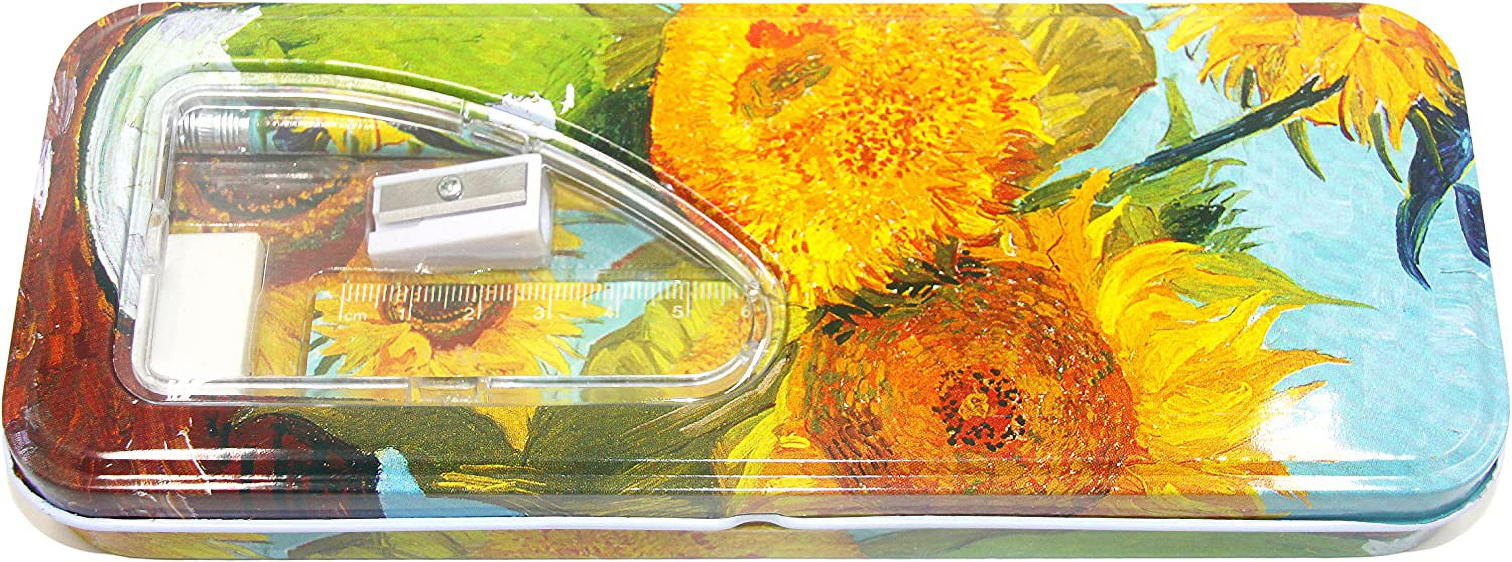 DaHo Tin Pencil Case with Pencils, Ruler, Eraser and Sharpener Inside ...