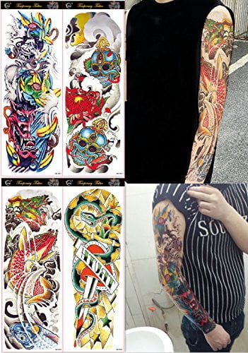 DaLin 4 Sheets Extra Large Temporary Tattoos, Full Arm (Set 10 ...